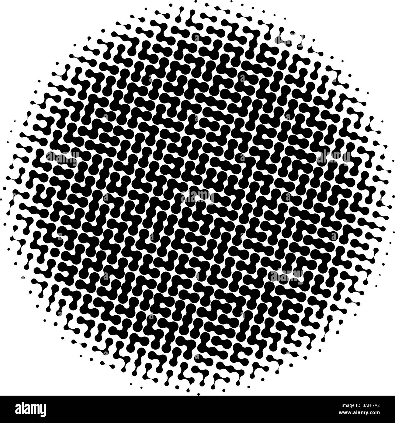 A complex black and white pattern creates a mesmerizing circular design ...