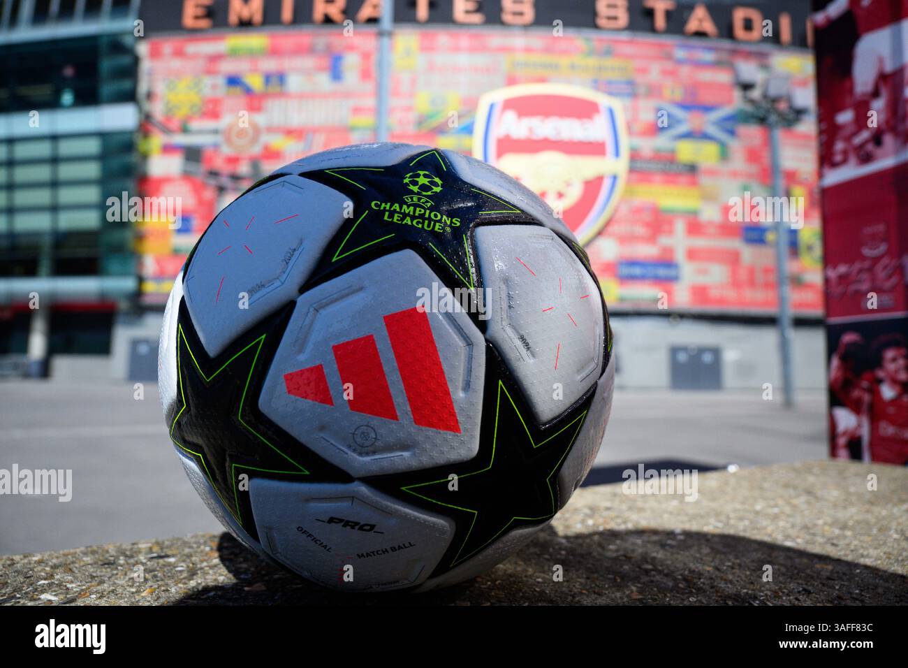 London, UK. 7th Apr, 2025. A general view of the outside of Emirates ...