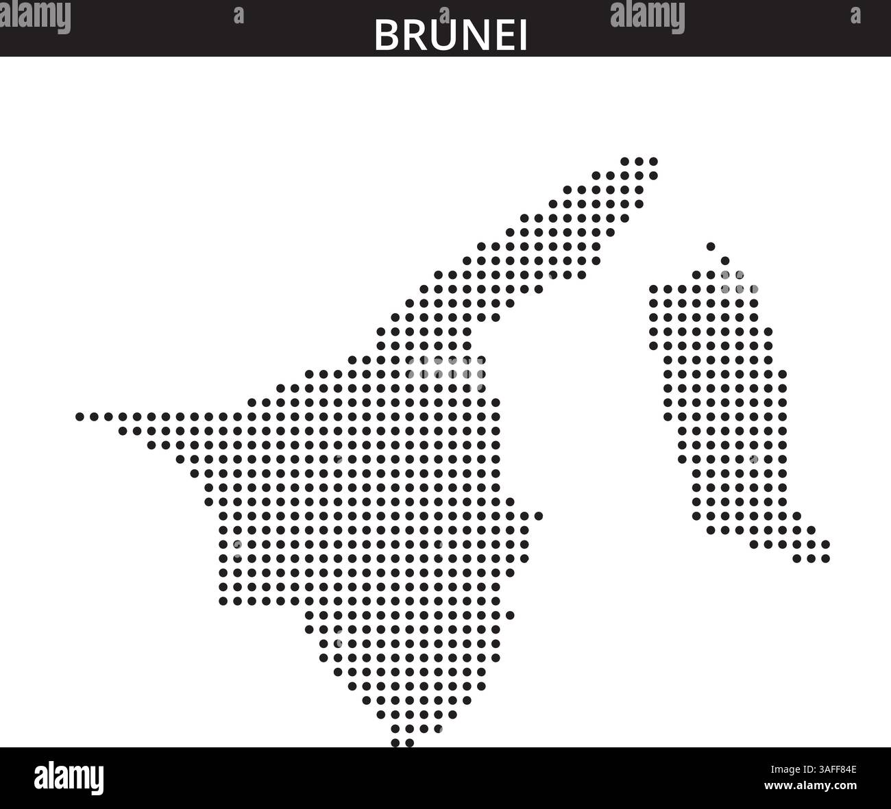 Dot pattern map of Brunei highlighting its geographic shape and ...
