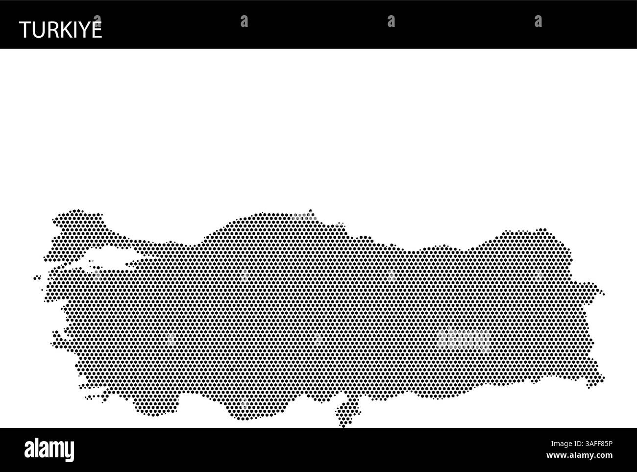 Detailed map of Turkey created using a dotted design, highlighting the ...