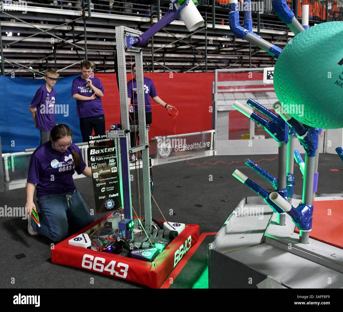 West Allis, Wisconsin, USA. 5th Apr, 2025. Walden School's robot is put ...