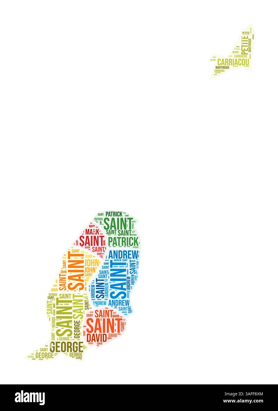Grenada region word cloud. Country shape design. Grenada colored ...
