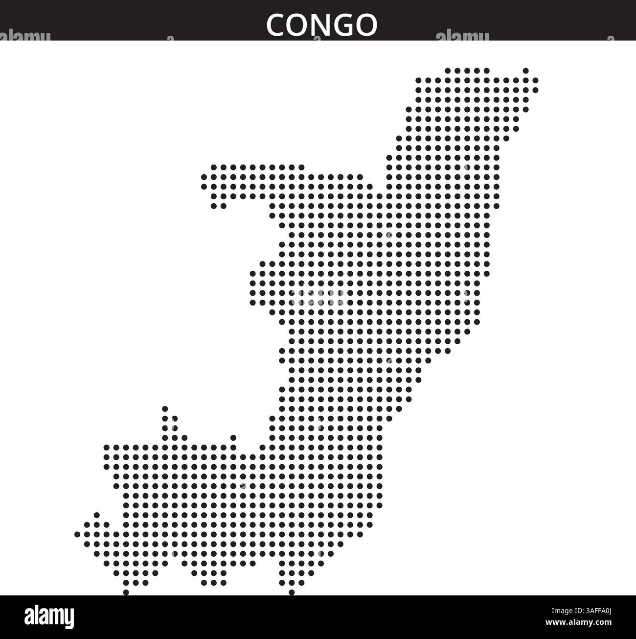 The dotted outline of Congo highlights the country's shape and ...