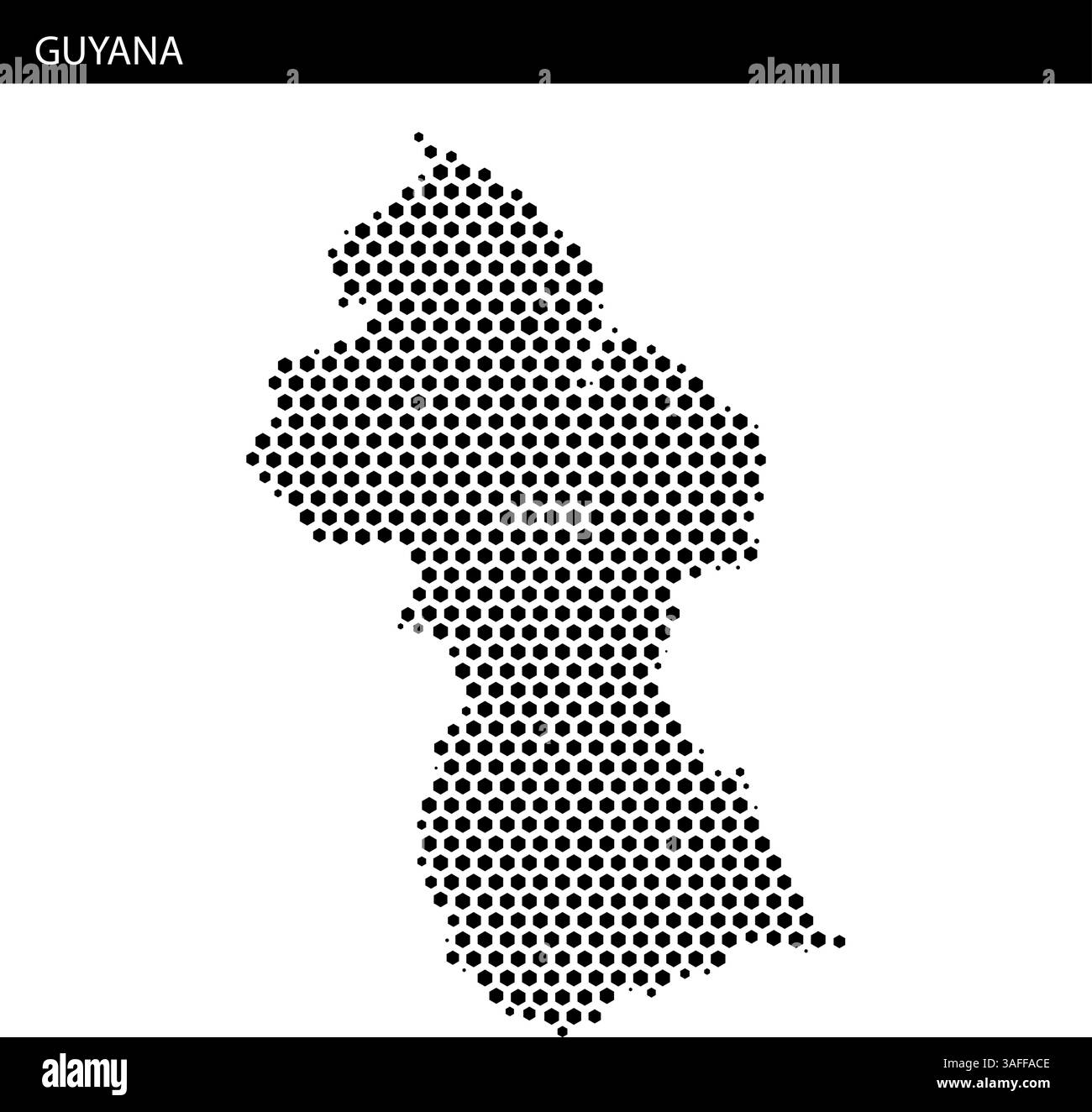 A map outline of Guyana displaying its distinct shape and geographical features clearly marked ...