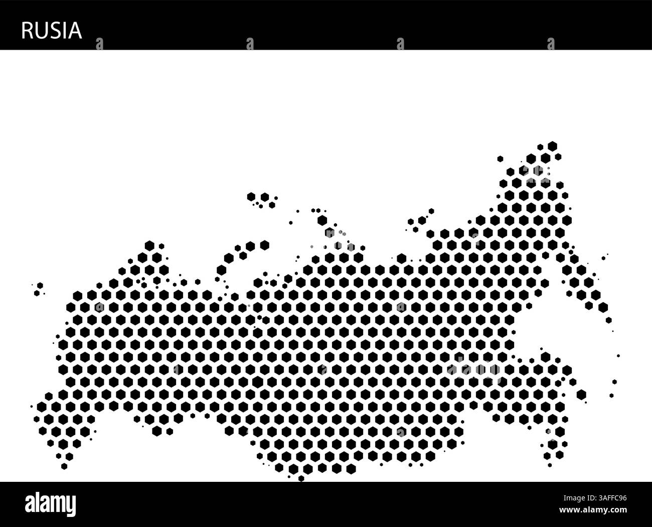 The map highlights Russia's geographical outline with a dotted pattern ...