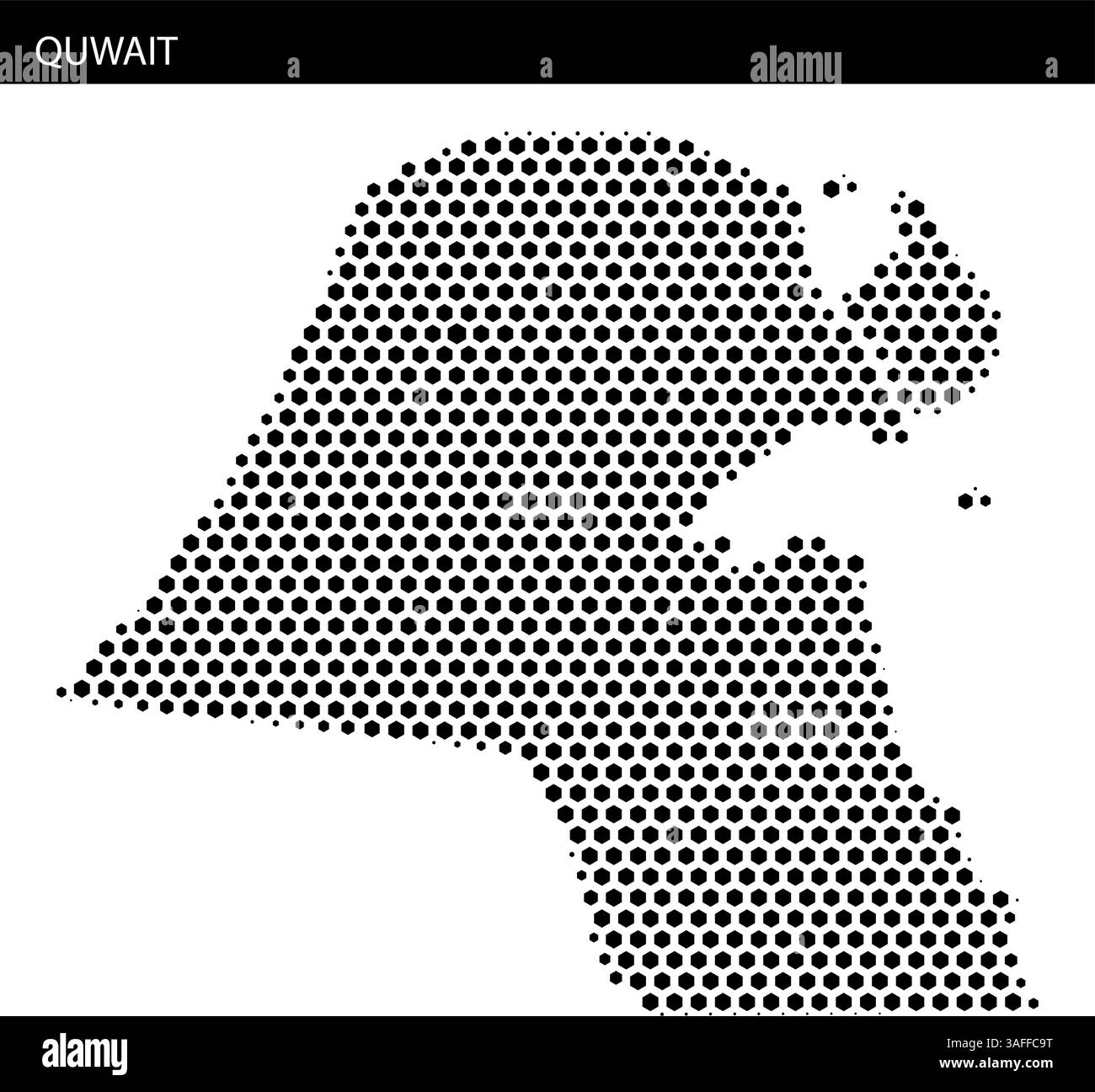 This creative representation features a dotted map of Kuwait ...