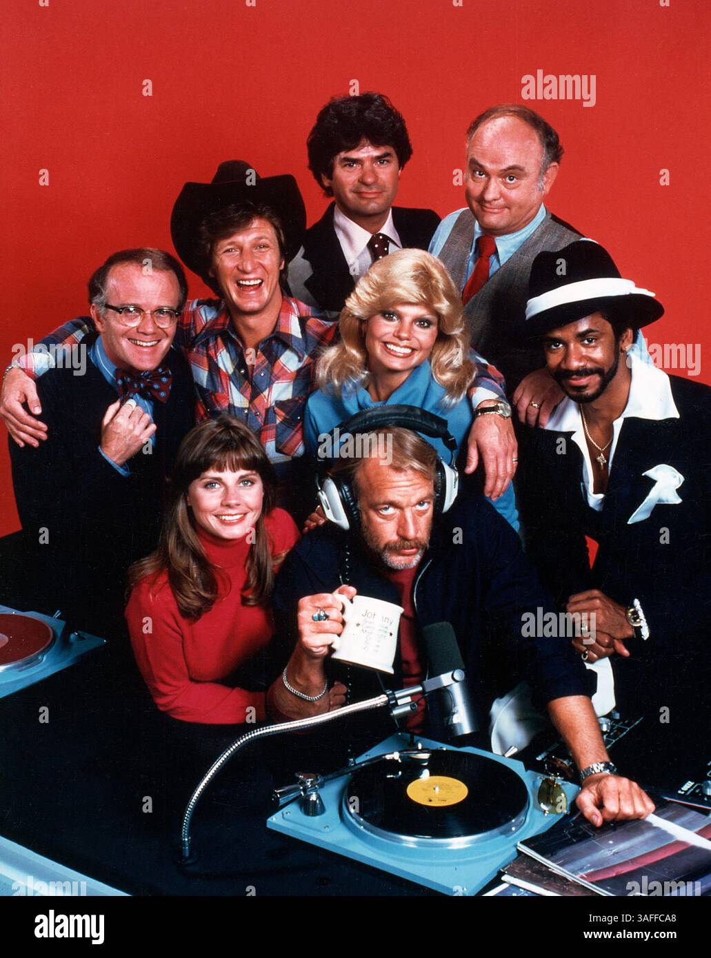 Studio Publicity Still from "WKRP in Cincinnati" Richard Sanders, Jan Smithers, Gary Sandy ...