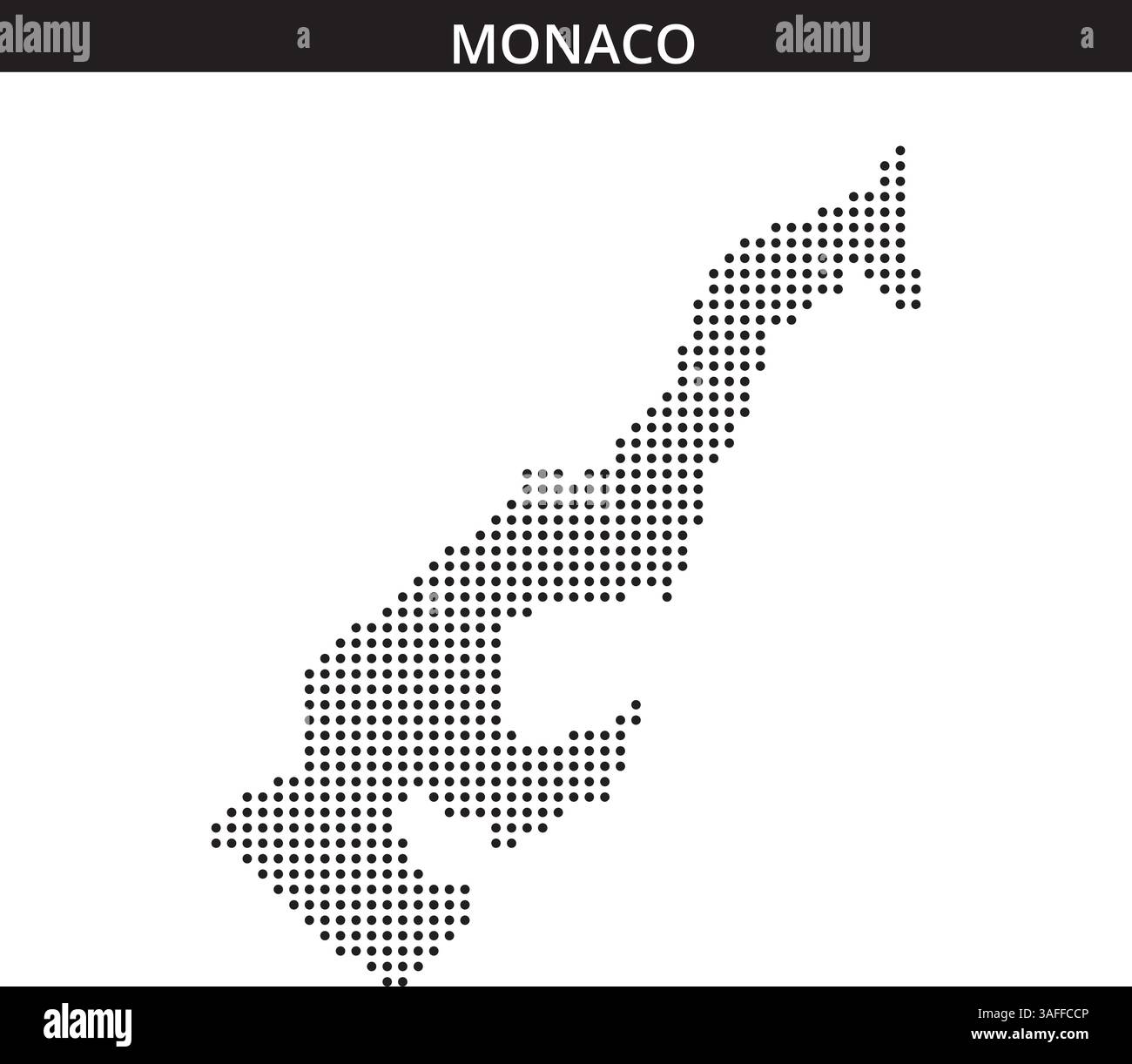 An artistic representation of Monaco's map outline using a dotted ...