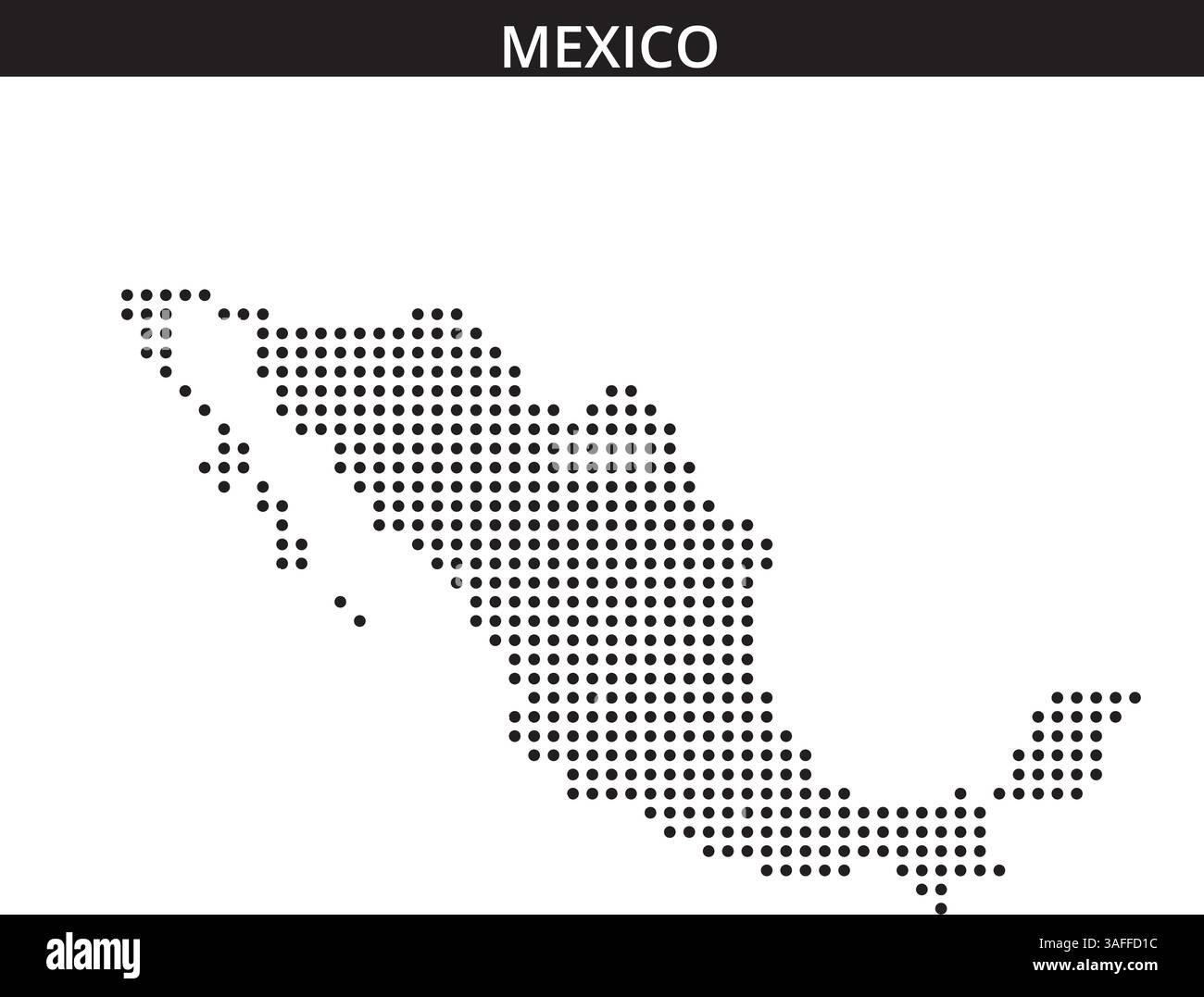 A detailed map of Mexico is represented using dotted patterns ...
