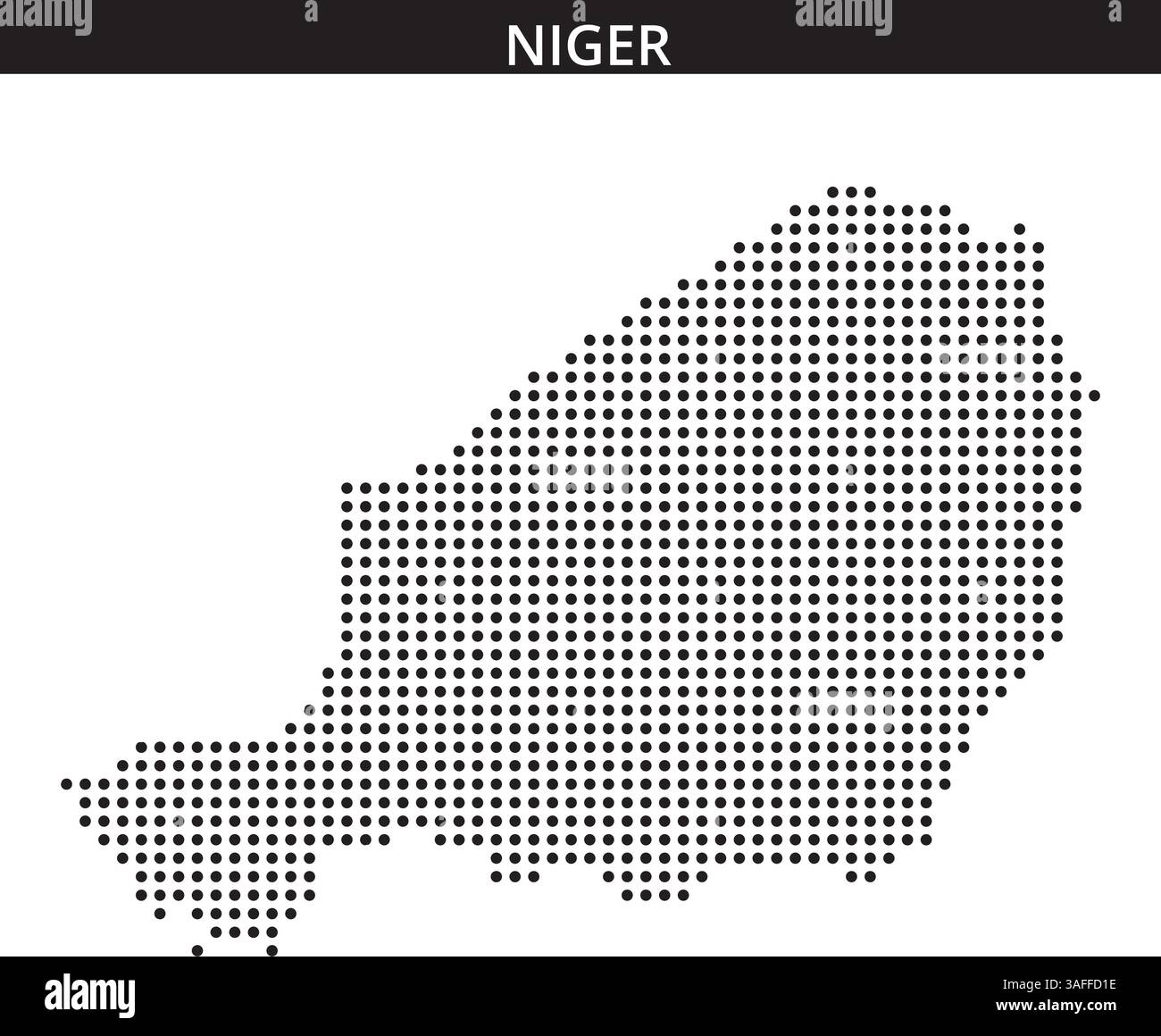 A dotted representation of Niger showcases the country's shape and ...
