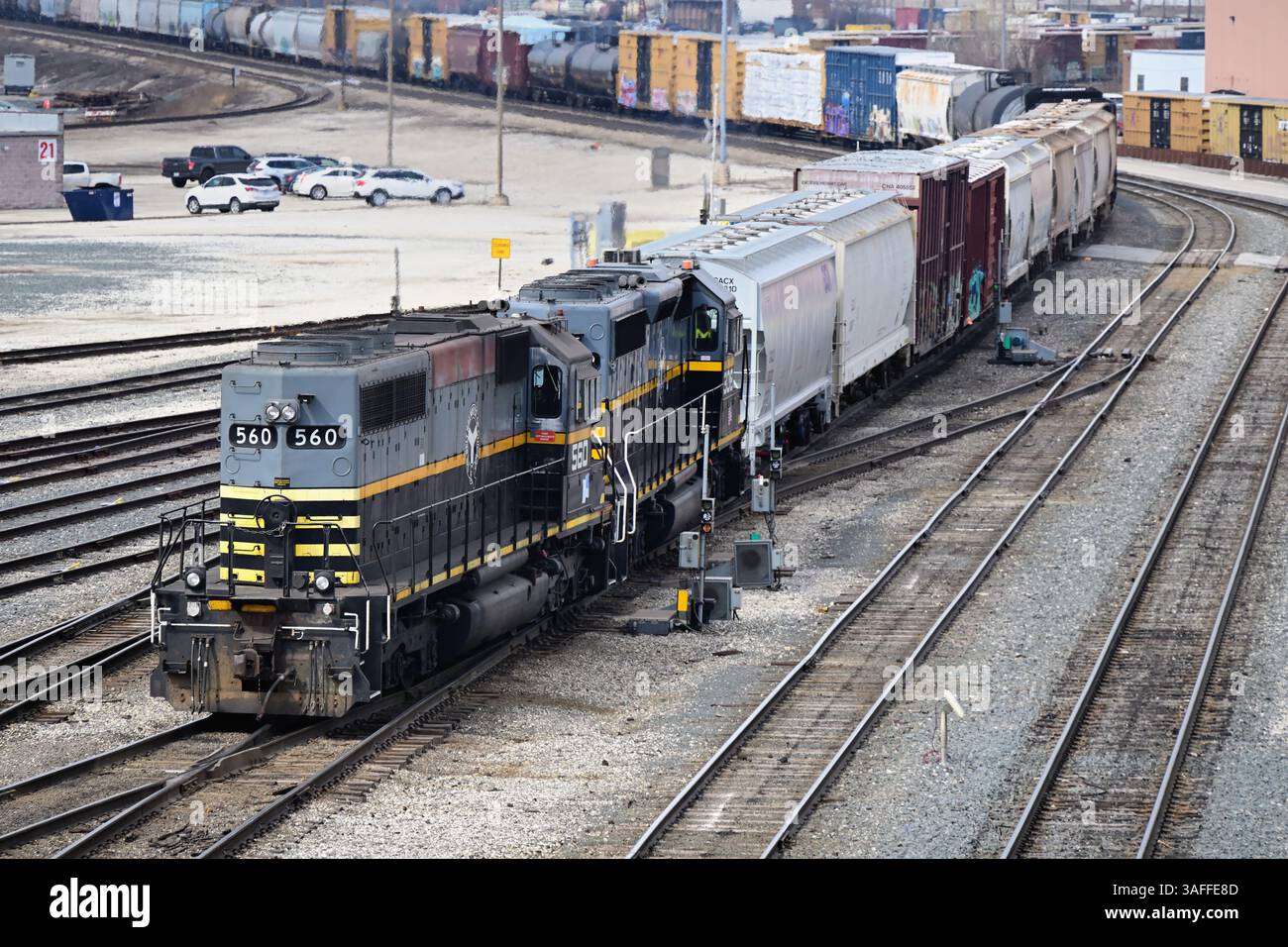 Bedford Park, Illinois, USA. A pair of Belt Railway of Chicago ...