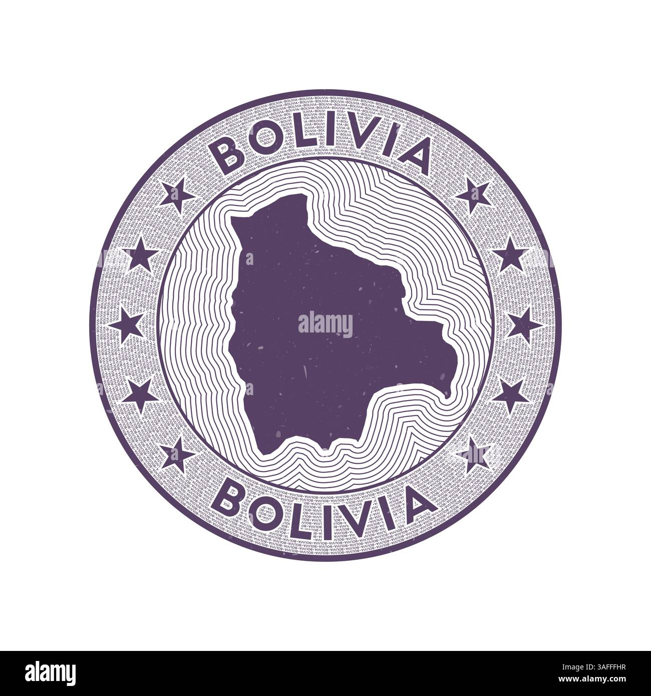 Bolivia round badge vector. Country round stamp with shape of Bolivia ...