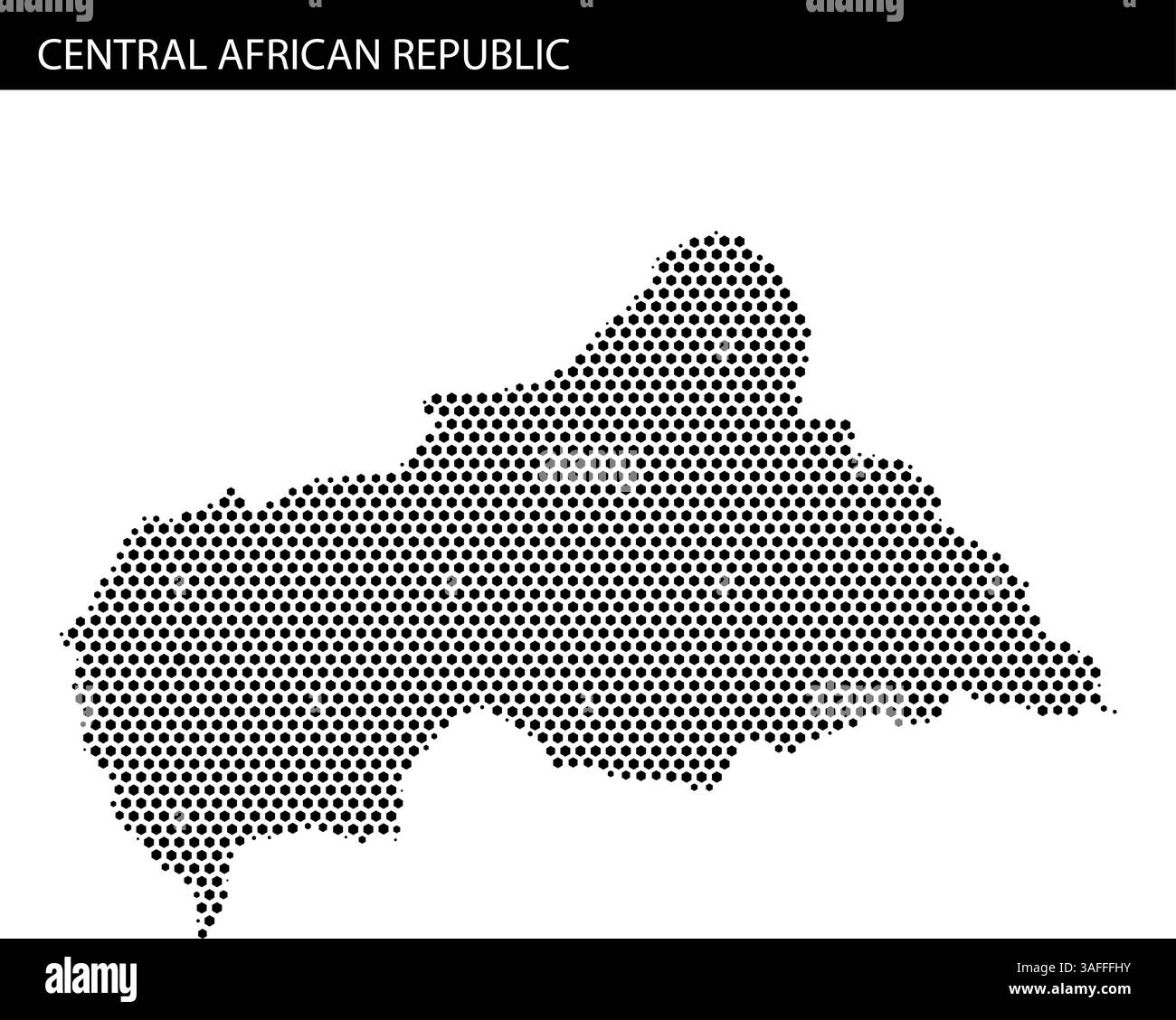 The outline of Central African Republic is displayed with a dotted ...