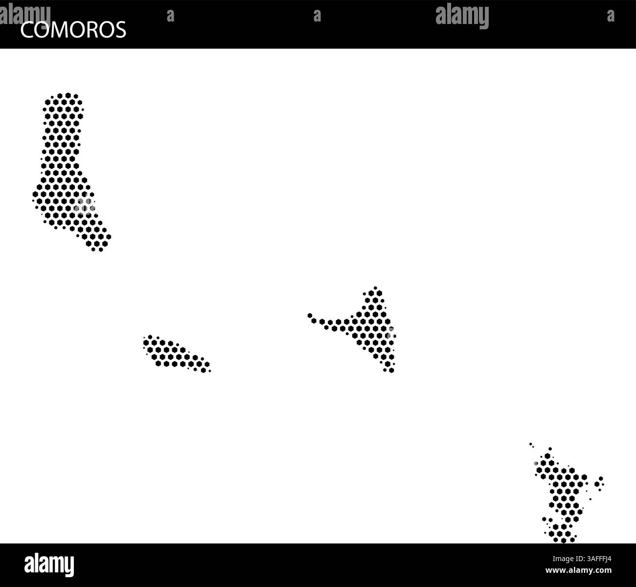 Detailed map outline highlighting the islands of Comoros with ...