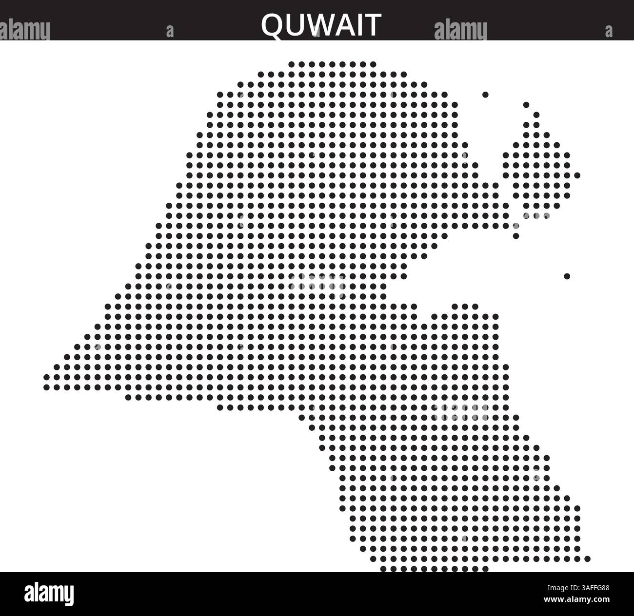 This creative representation features a dotted map of Kuwait ...
