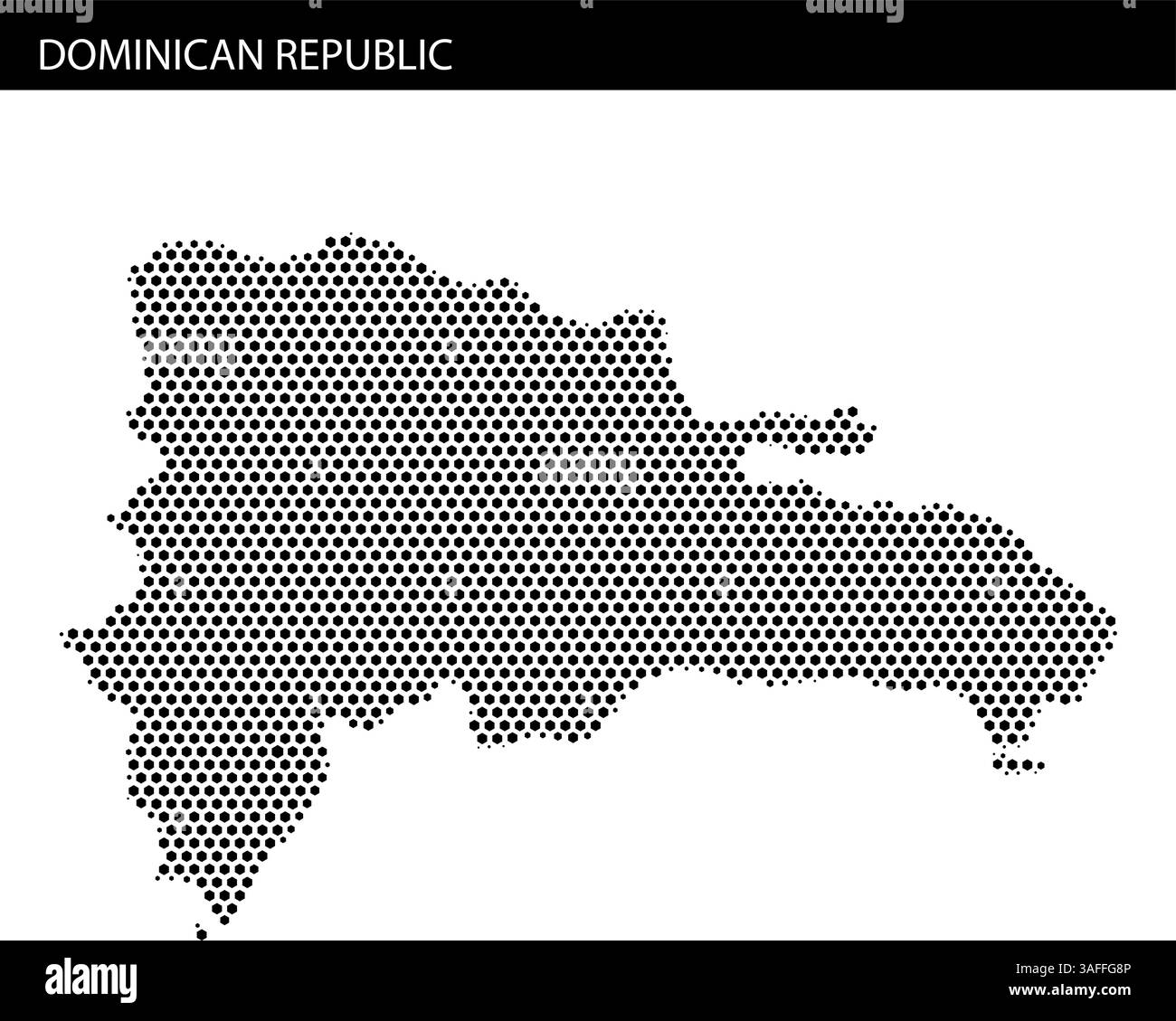 A dotted pattern outlines the shape of the Dominican Republic ...