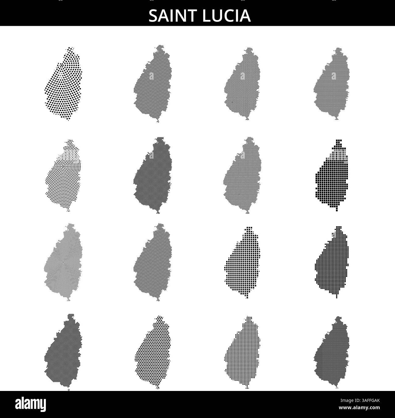 Detailed outline of Saint Lucia highlighting its unique shape and ...