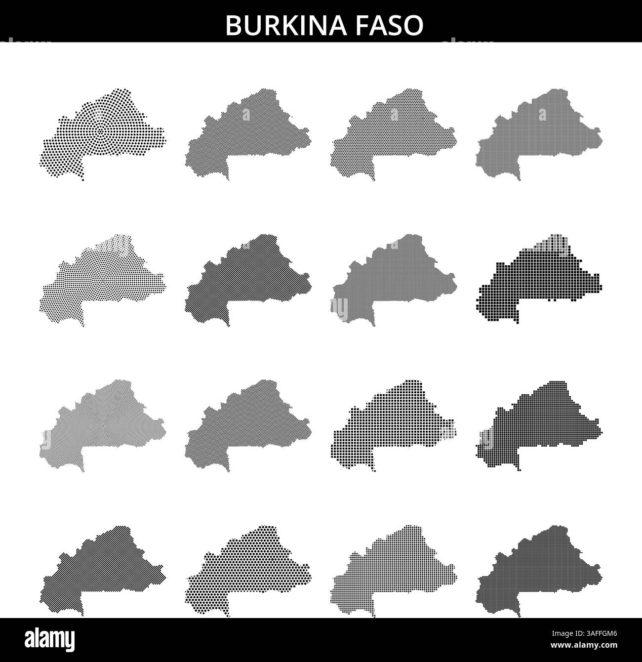 Map of Burkina Faso showcases its outlines and borders, emphasizing ...