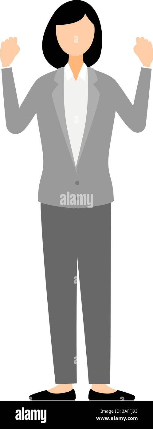 Simple illustration of businesswoman in business suit gut-punching ...