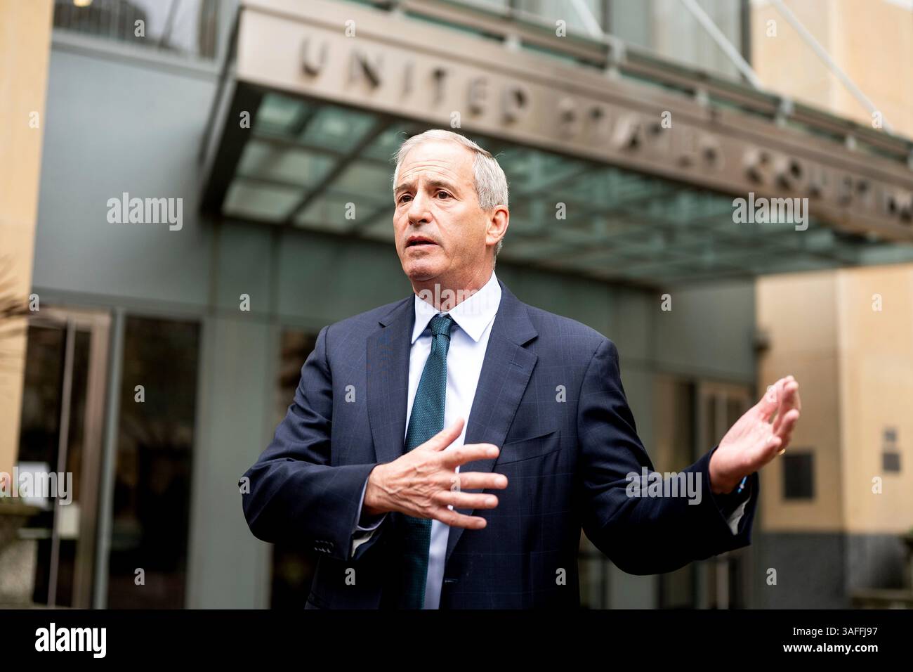 Attorney Steve Berman arrives at federal court on Monday, April 7, 2025 ...