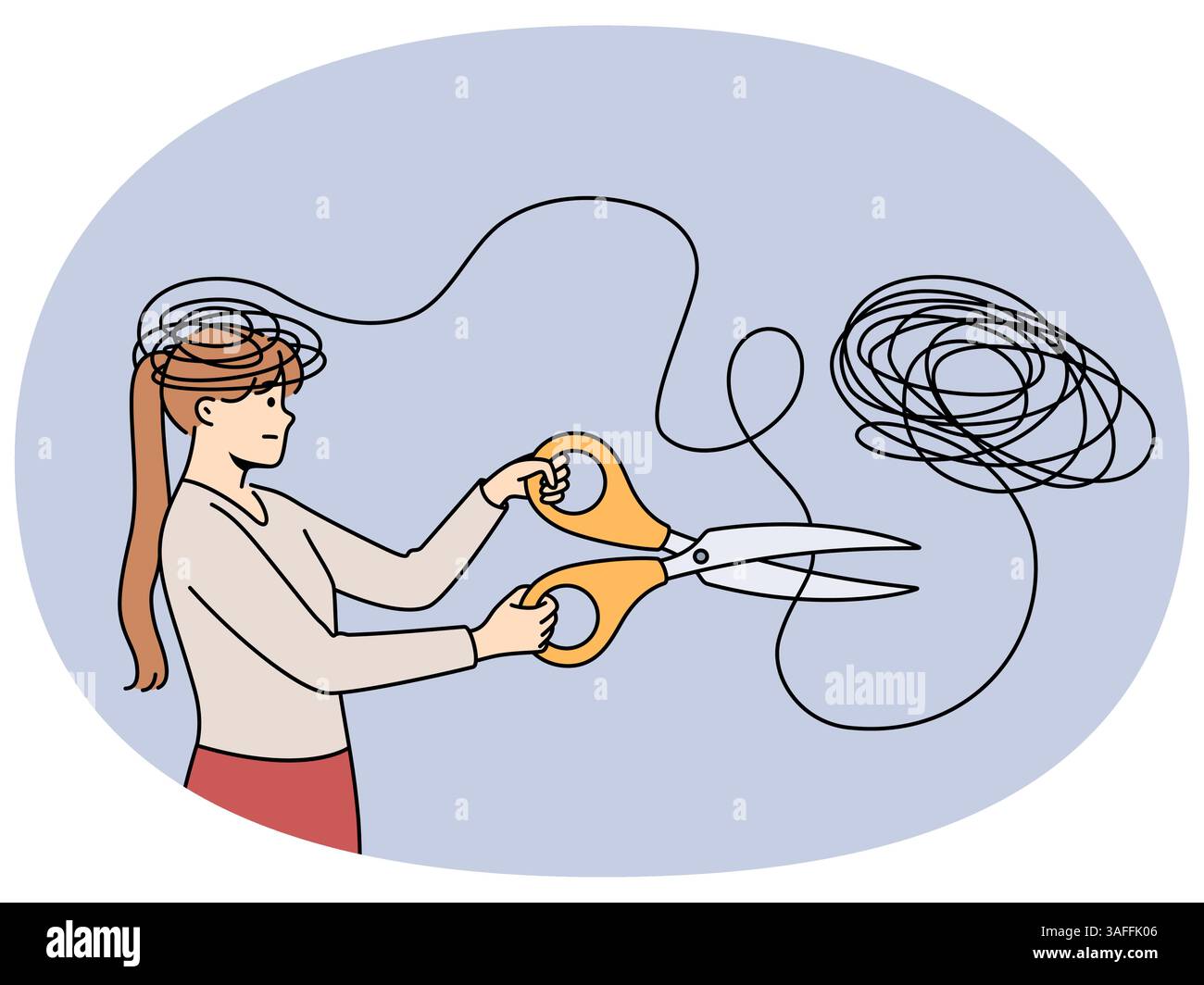 Woman gets rid of mental problems by cutting off tangled threads coming ...