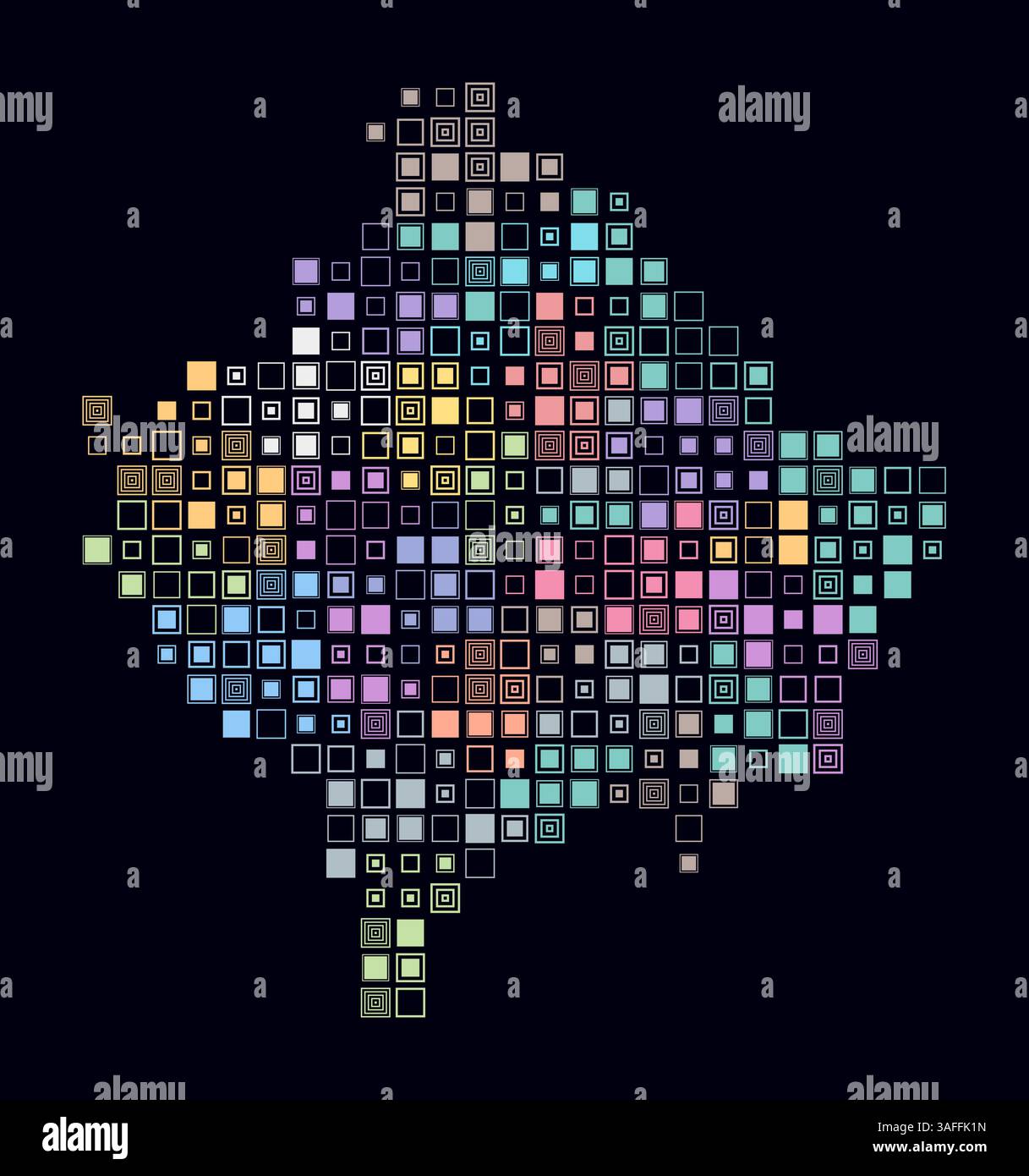 Kosovo, shape of the country built of colored cells. Digital style map ...