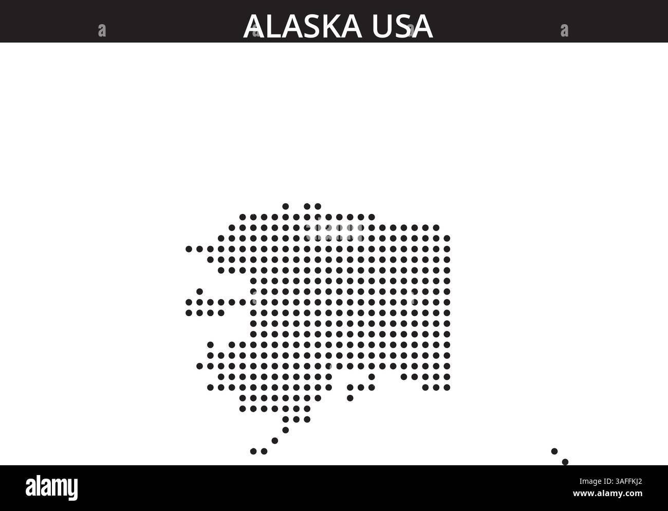 Dots create a visual representation of Alaska, emphasizing its unique ...