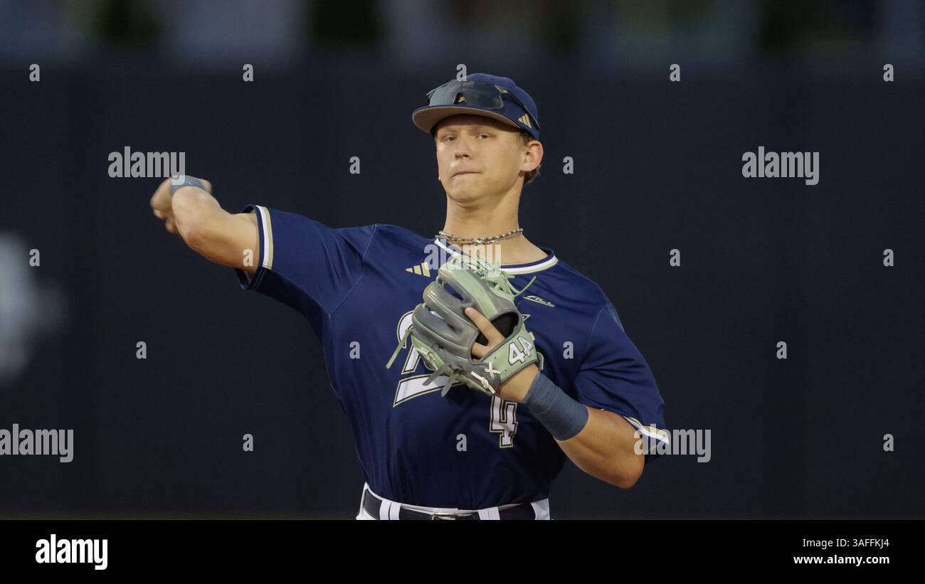 Georgia Tech's Alex Hernandez (4) throws to first base during an NCAA ...