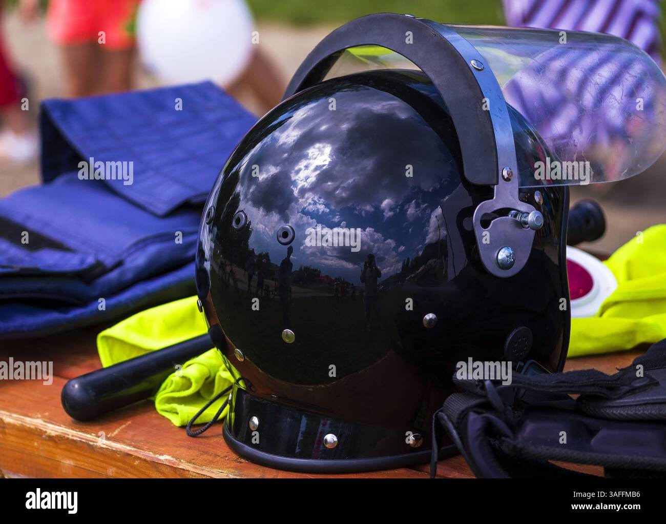 Police protective clothes. A helmet, armor - a bulletproof vest, a ...