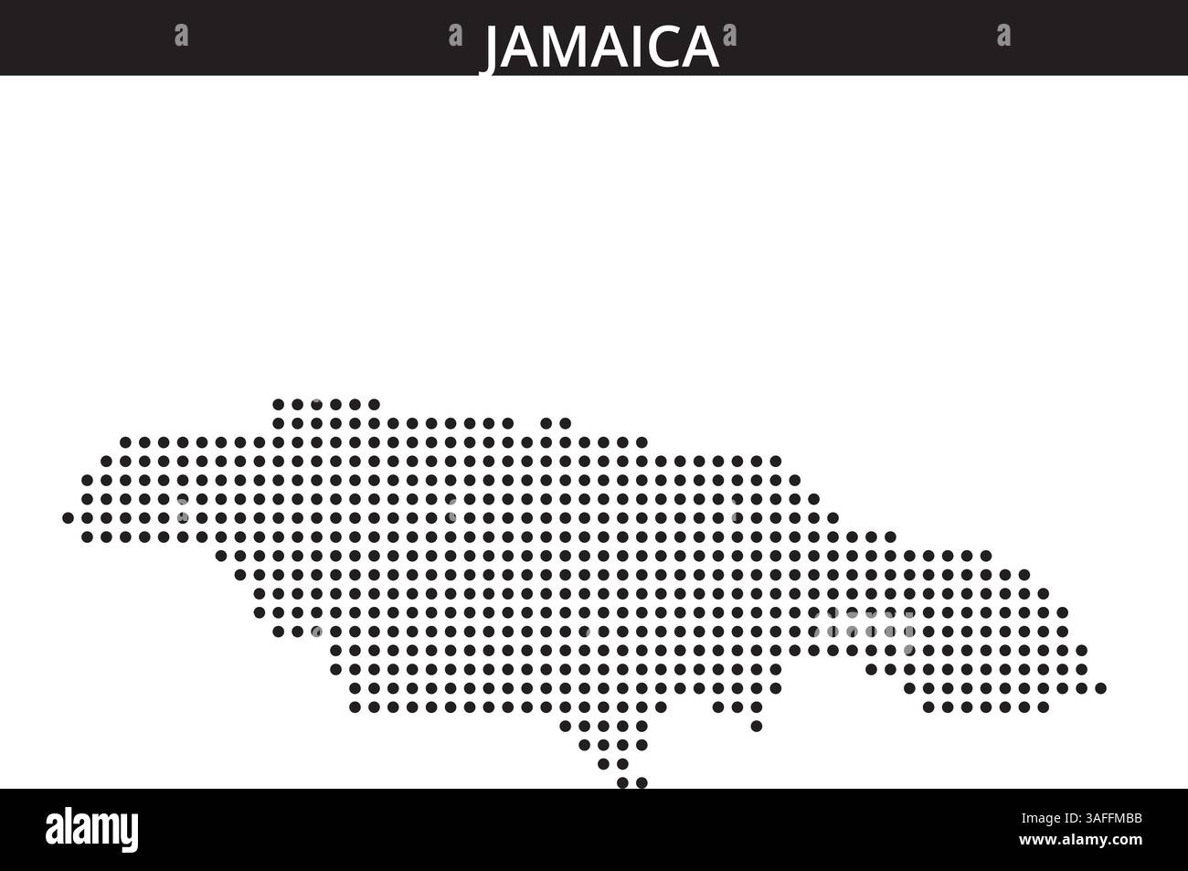 Dotted pattern outlines the shape of Jamaica on a plain white ...