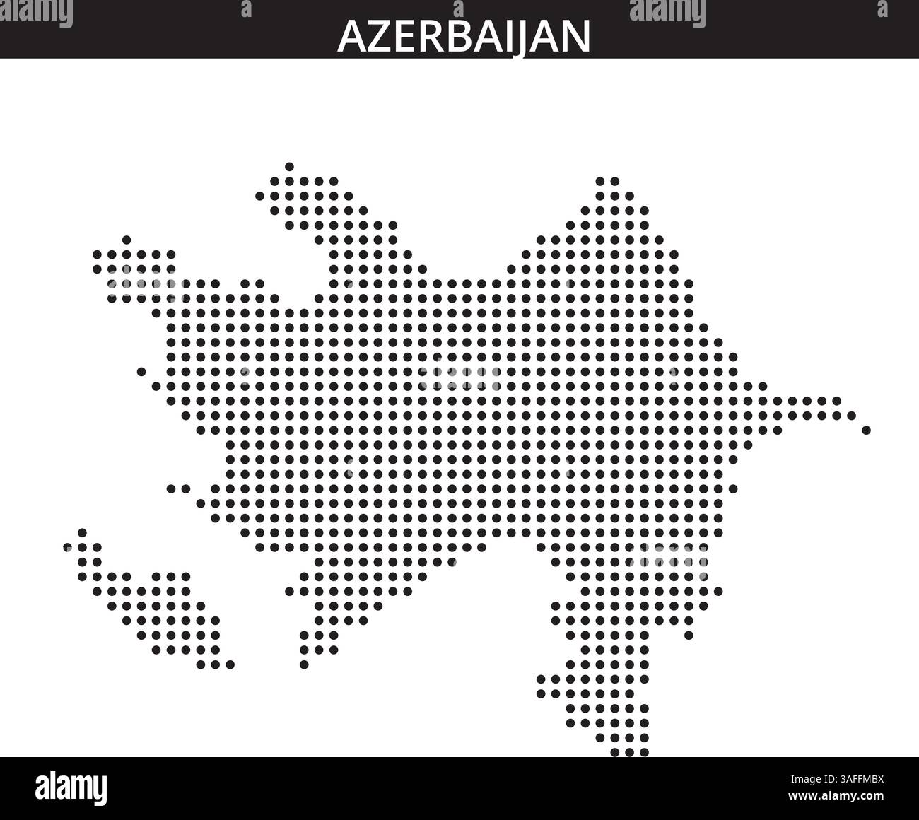 This artwork presents a dot pattern representation of Azerbaijan ...