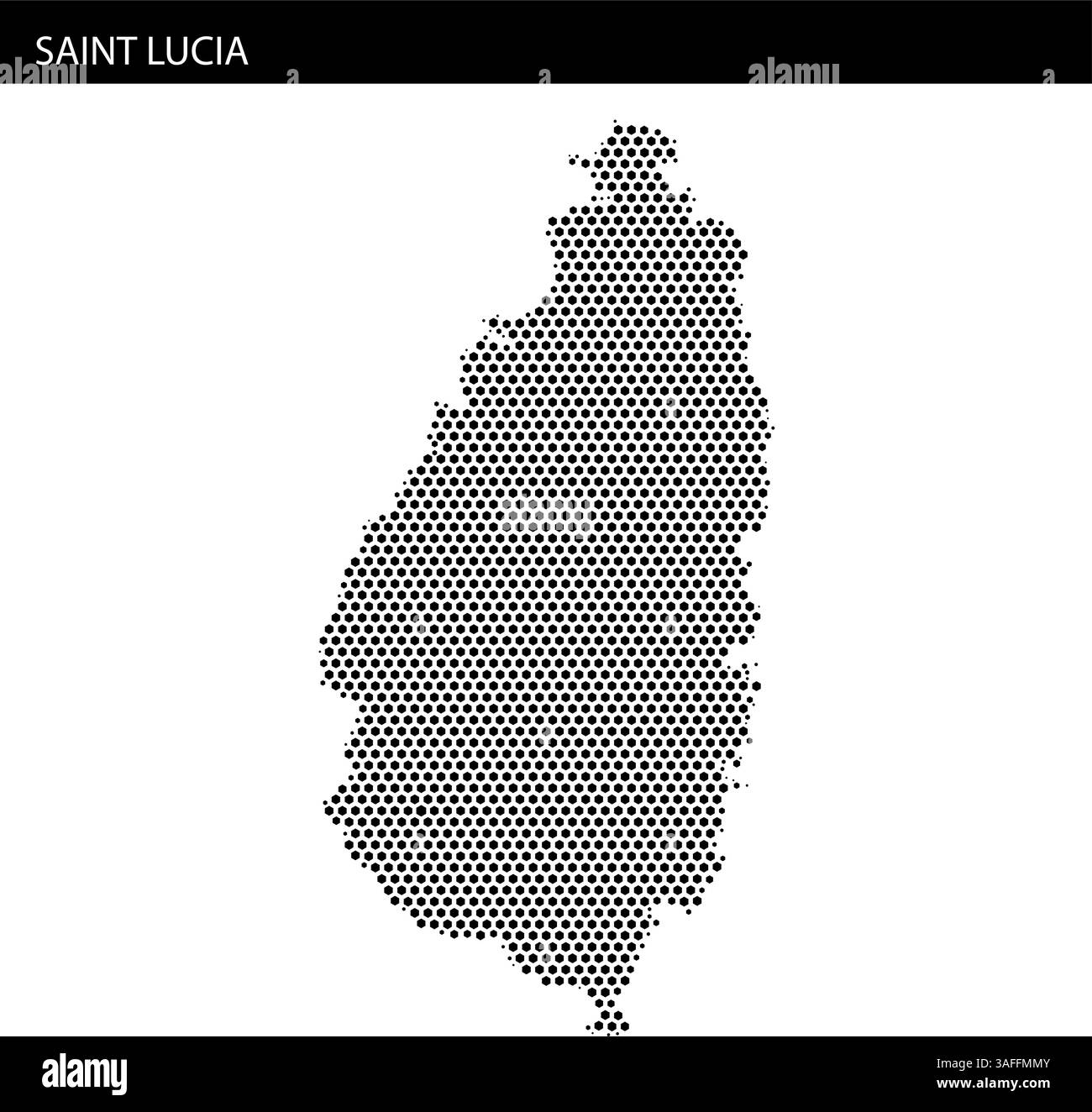 Detailed outline of Saint Lucia highlighting its unique shape and ...