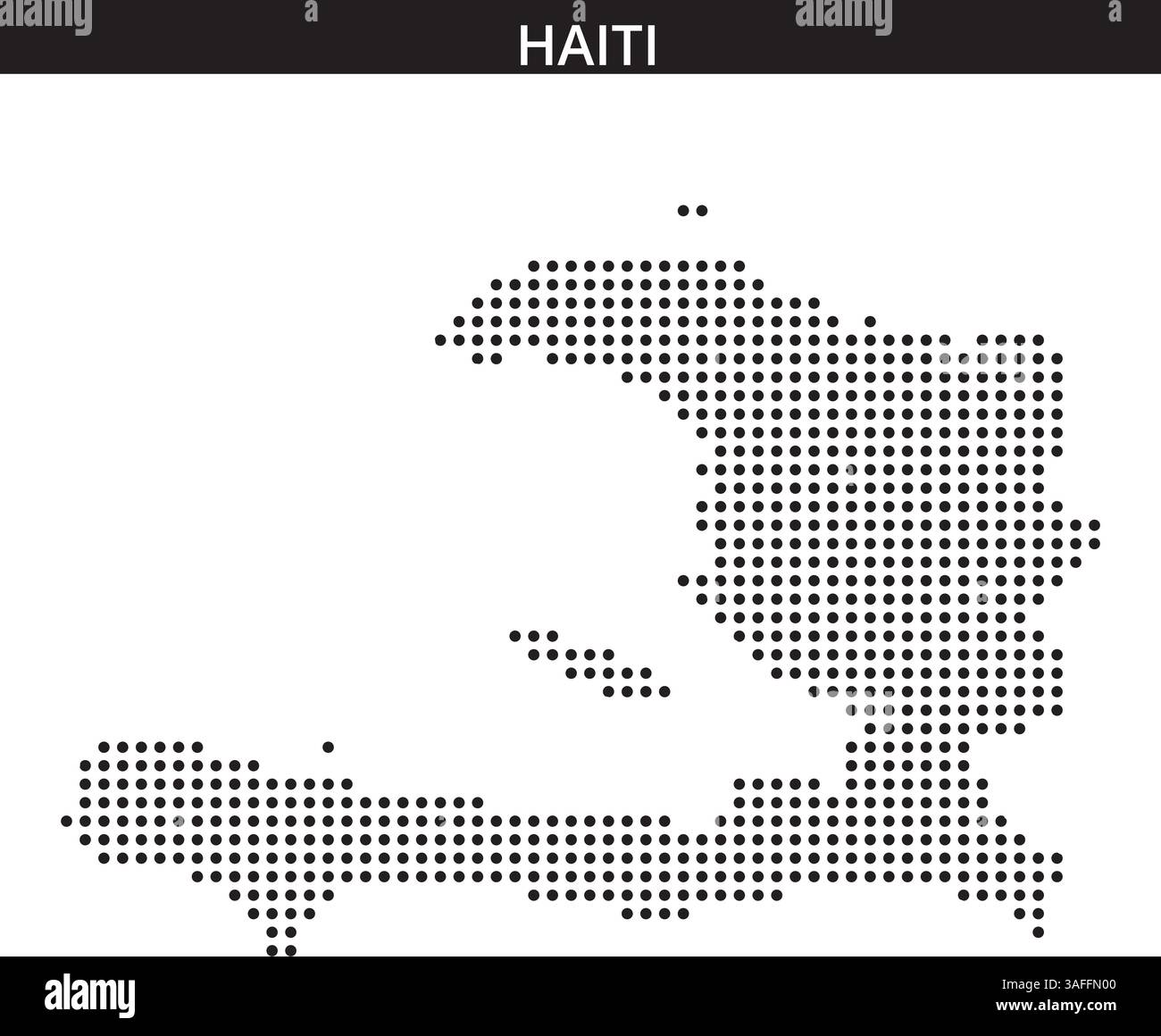 This map showcases the outline of Haiti in a dotted texture against a ...
