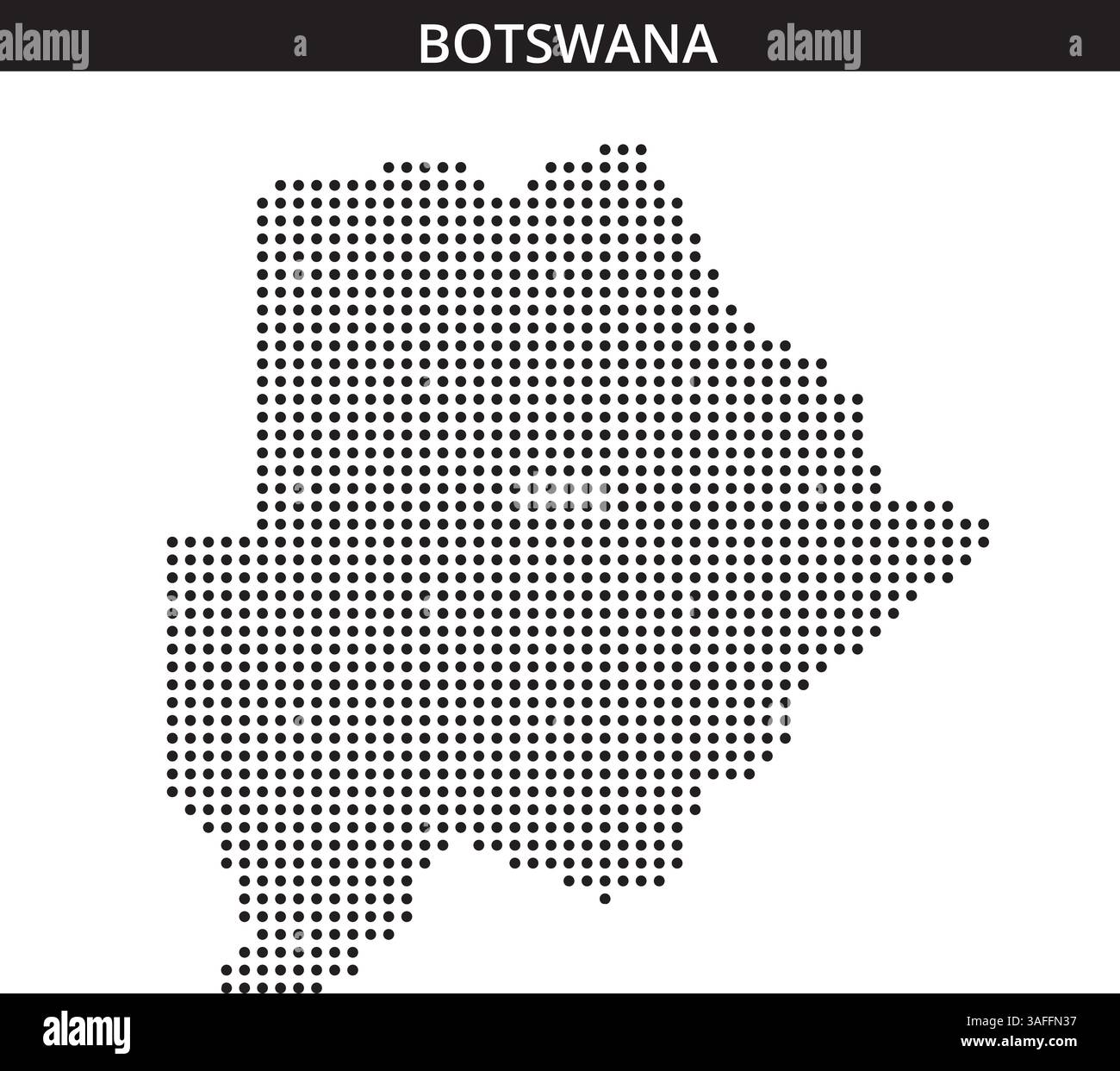 A dot pattern creatively illustrates the outline of Botswana ...