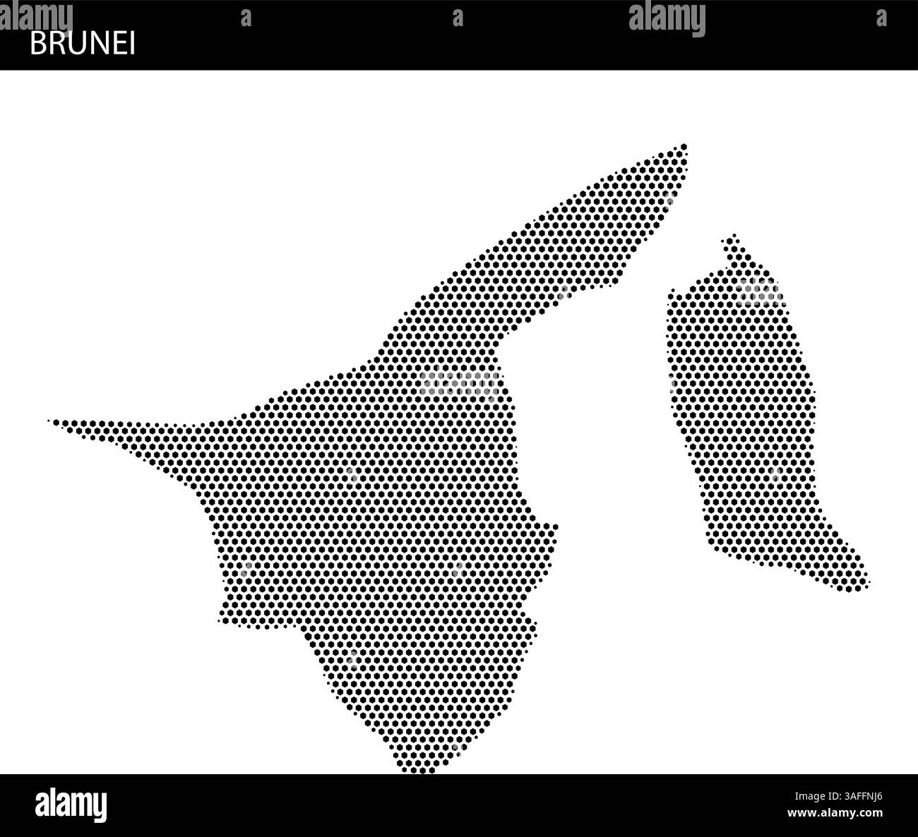 Dot pattern map of Brunei highlighting its geographic shape and ...