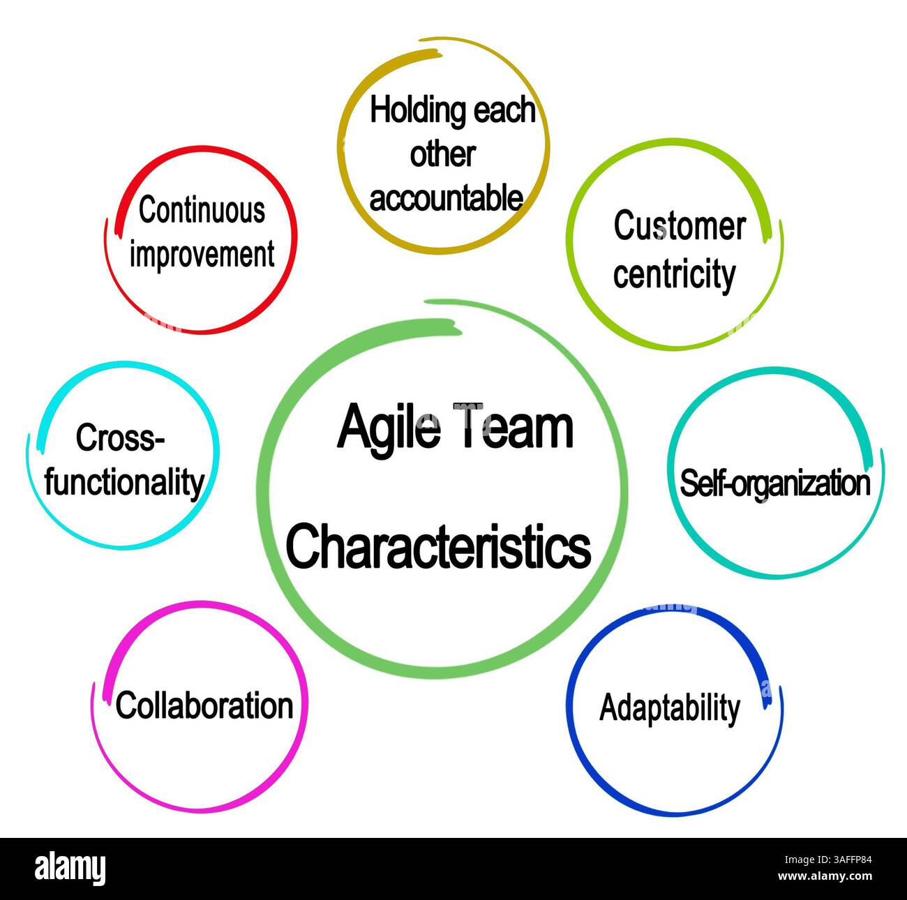 Seven Characteristics of Agile Team Stock Photo - Alamy