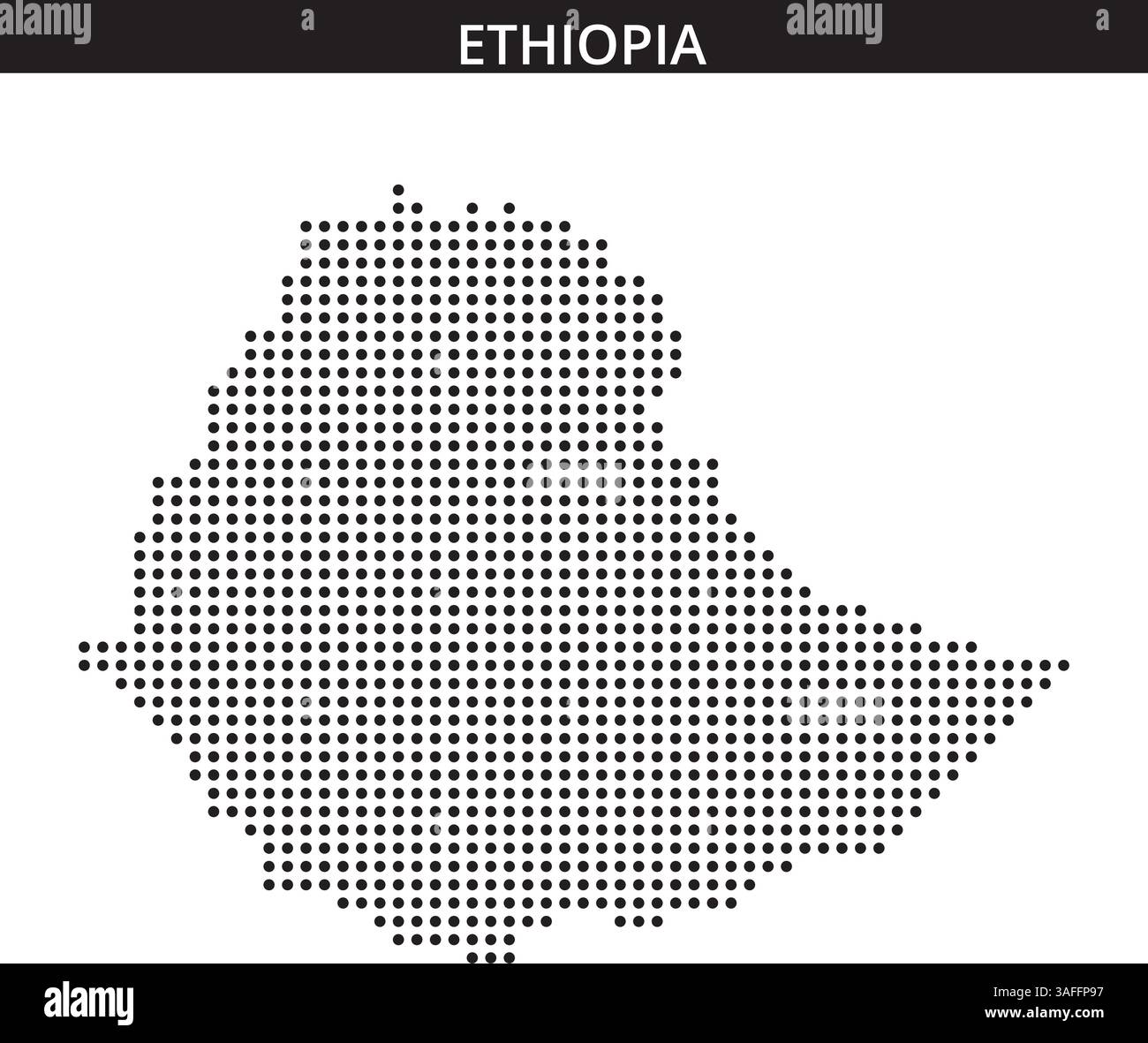 This artwork features the outline of Ethiopia, using a creative dotted pattern and subtle design ...