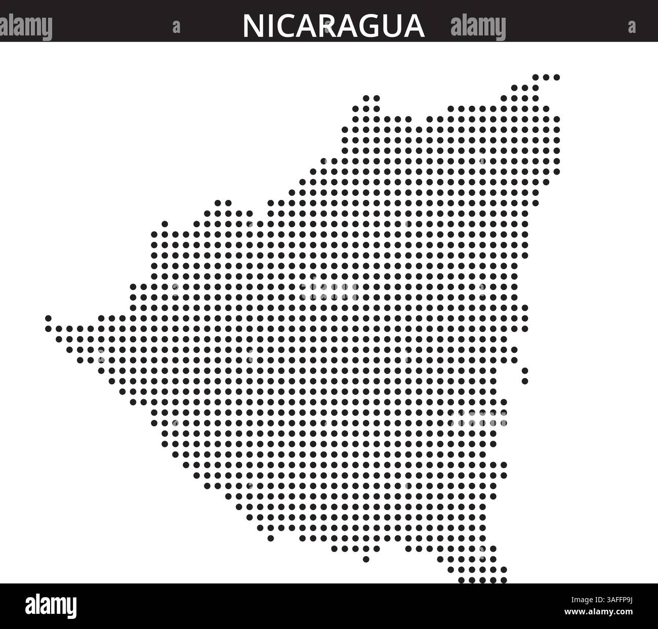 A unique dot pattern map of Nicaragua, highlighting its geographic ...