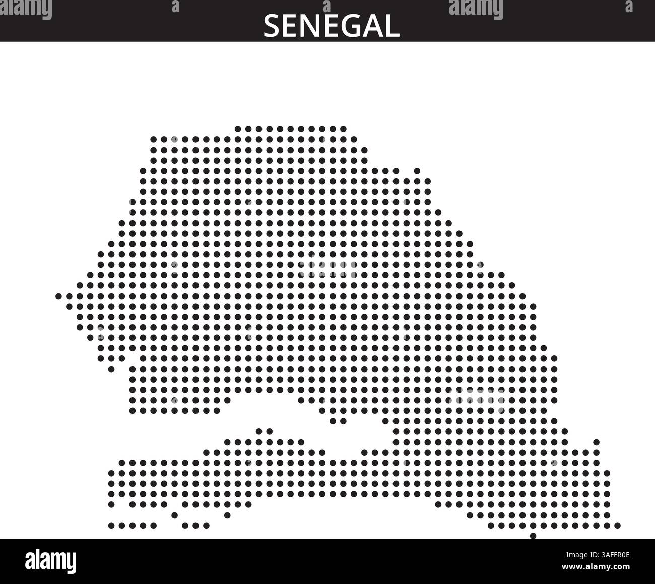 Detailed representation of Senegal using a dotted design, showcasing ...