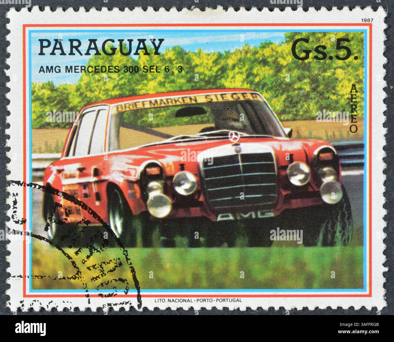 Cancelled postage stamp printed by Paraguay, that shows AMG Mercedes ...