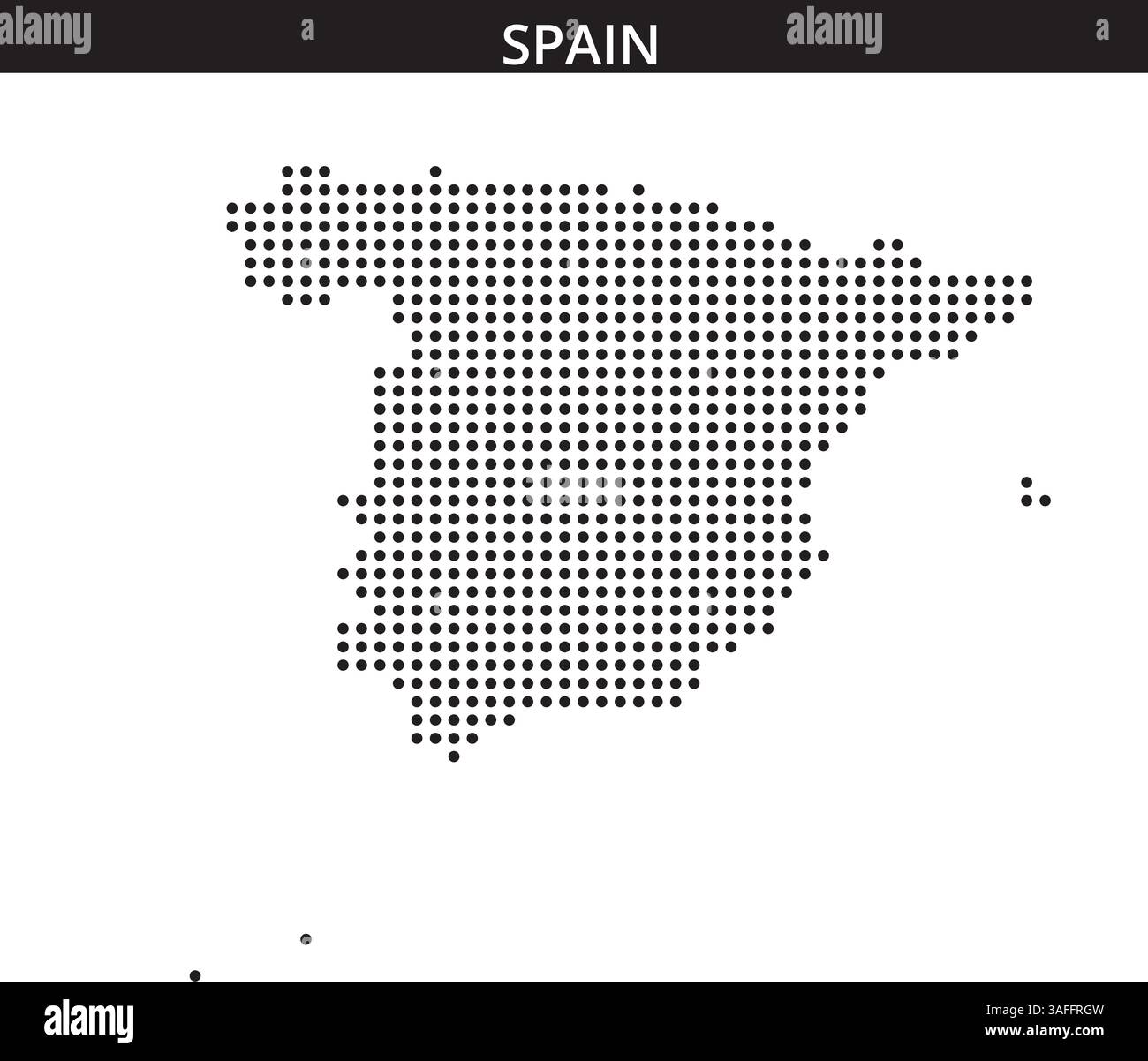 A dotted map highlights the geographical shape of Spain, focusing on ...