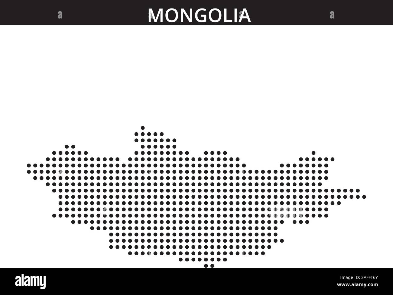 A detailed dotted map representation of Mongolia, showcasing its shape ...