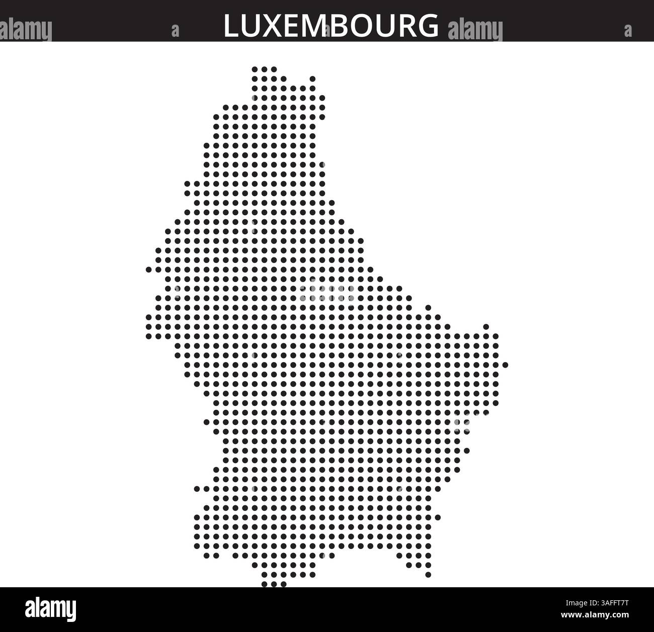 This map displays Luxembourg's outline in a unique dotted design ...