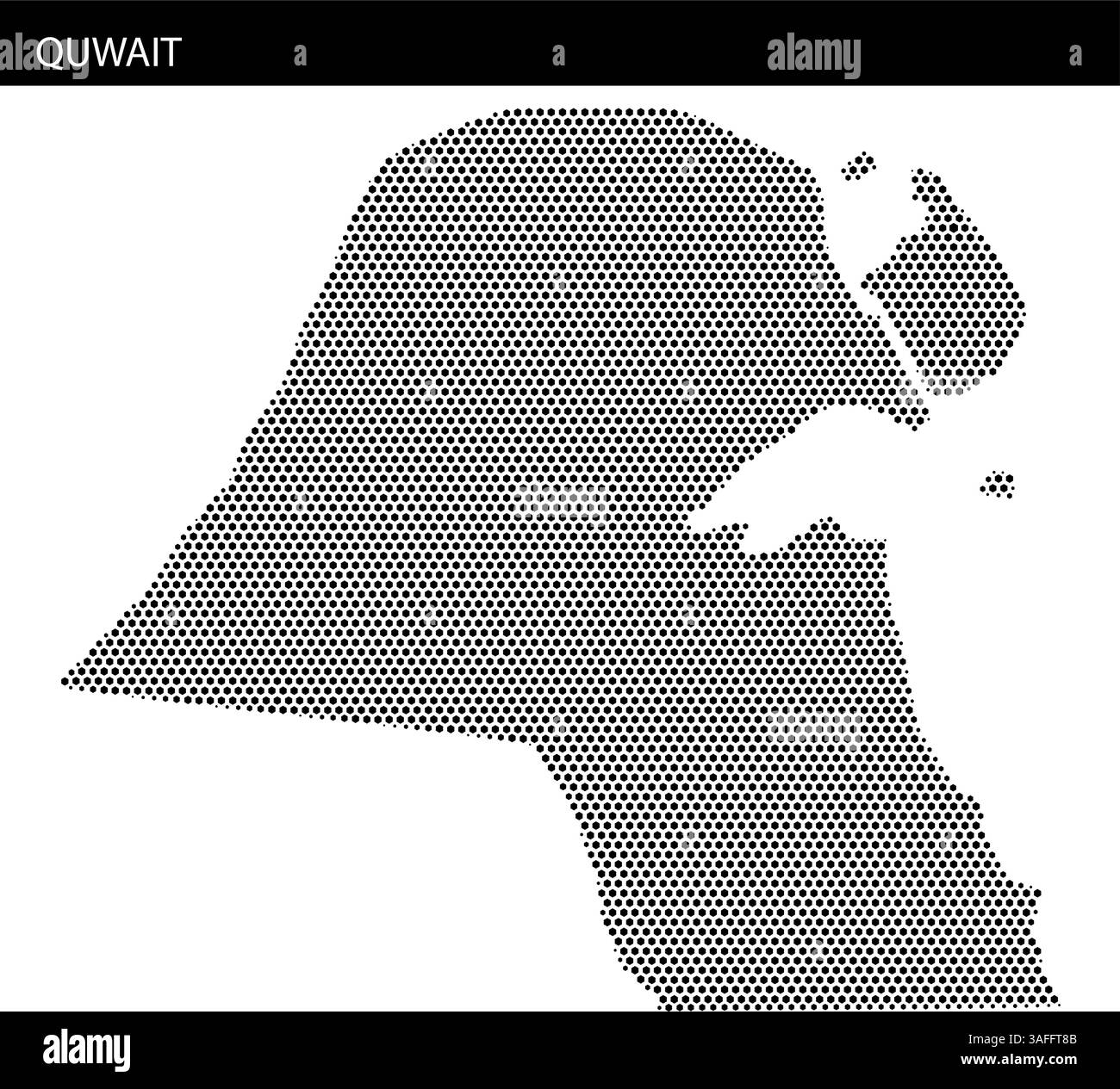 This creative representation features a dotted map of Kuwait ...