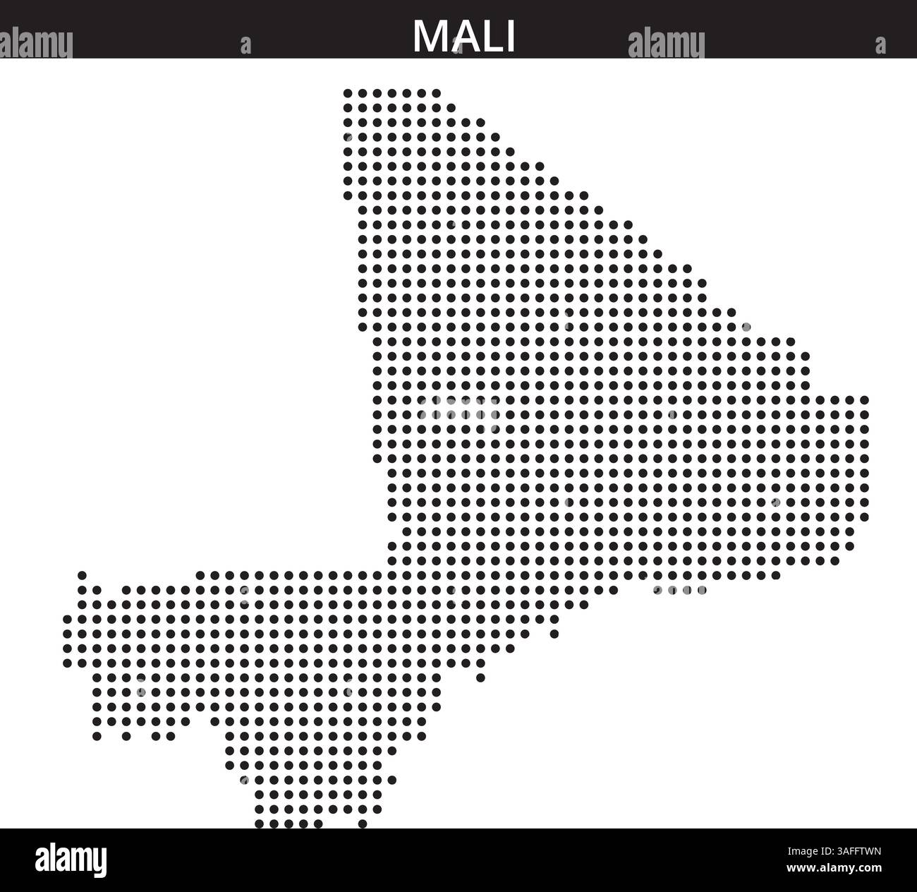 A dotted map displays the outline of Mali, highlighting its ...