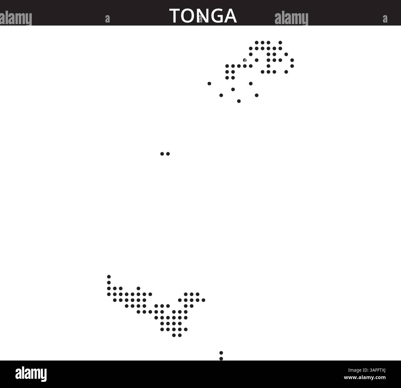 A detailed dot pattern outlines the islands of Tonga, emphasizing its ...