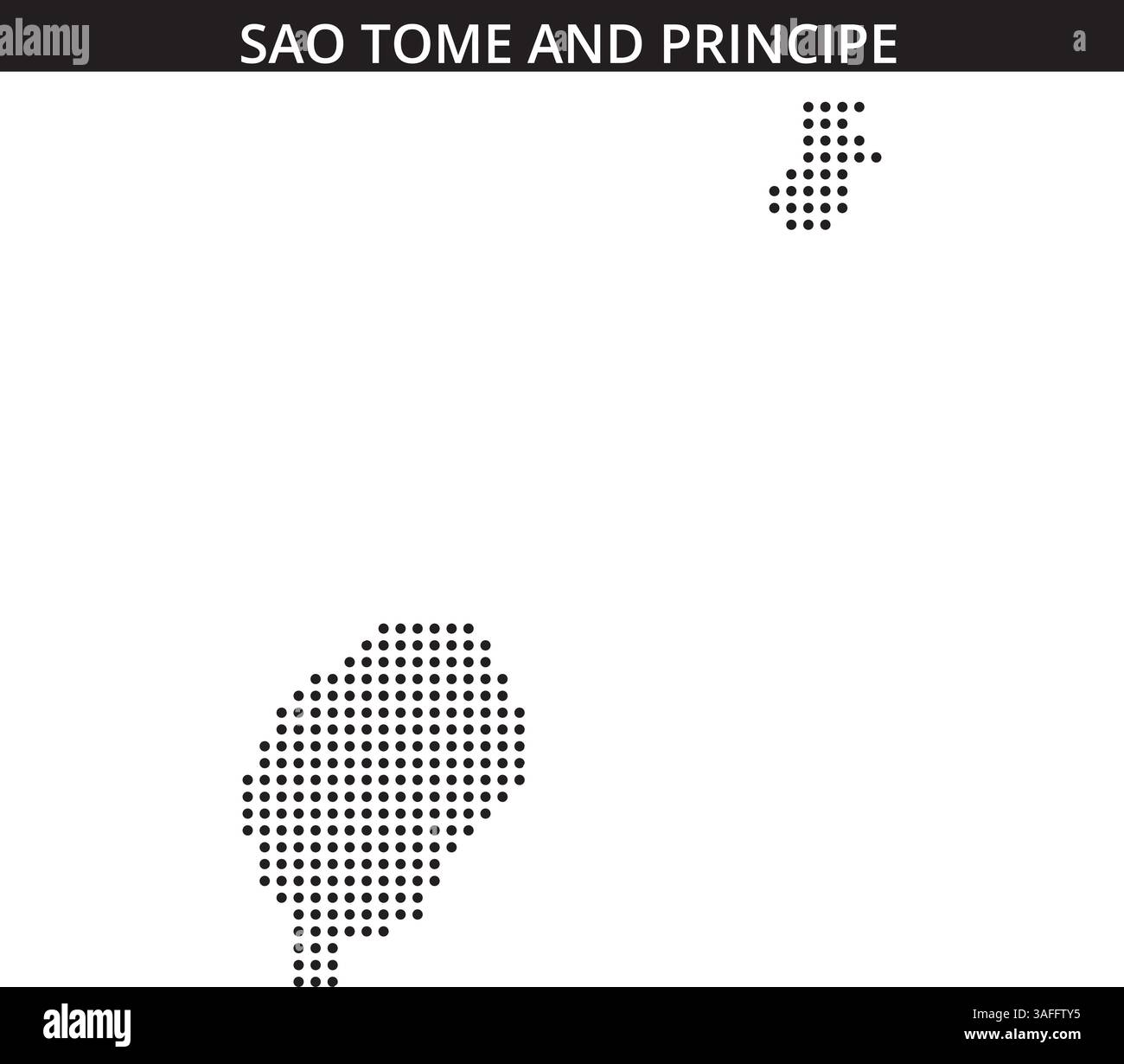 The graphic showcases a pixelated outline of Sao Tome and Principe ...
