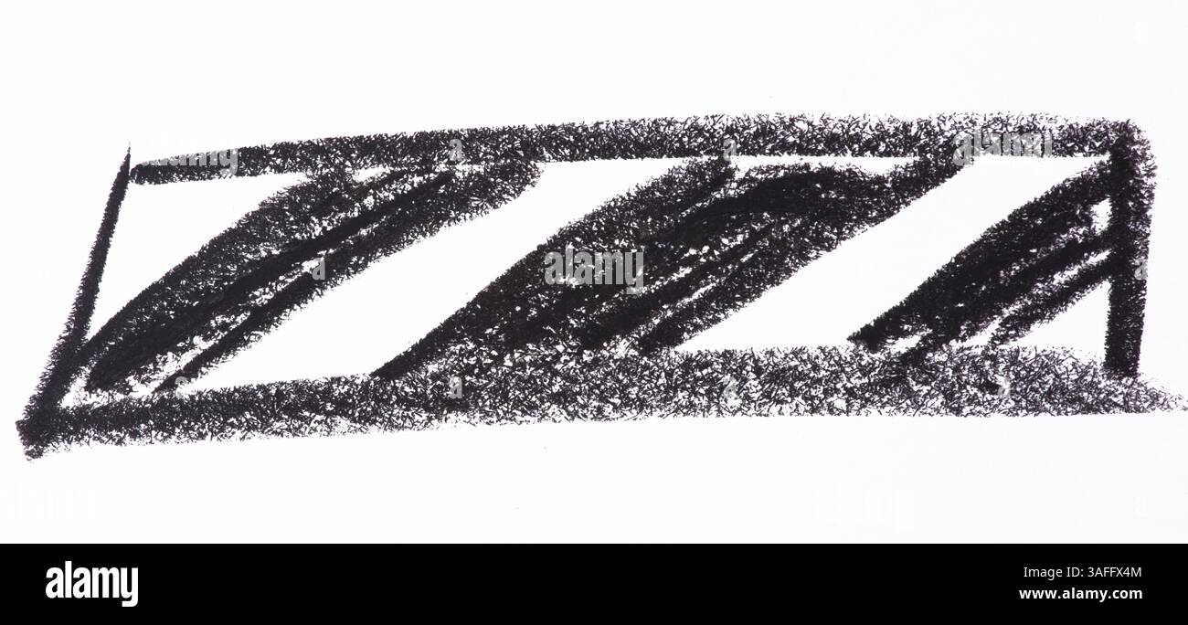 Rectangular shape outlined and filled with thick, diagonal black crayon ...