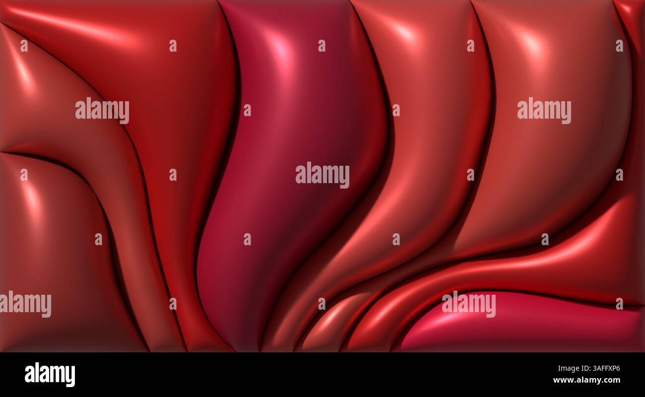 Flowing waves in various shades of red. The waves create a smooth, undulating surface with ...