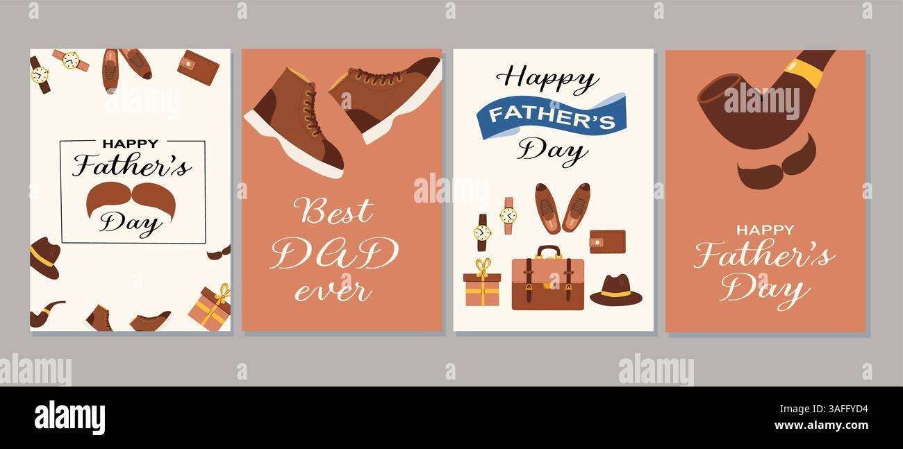 Father's day celebration card designs featuring mustaches, shoes, and ...